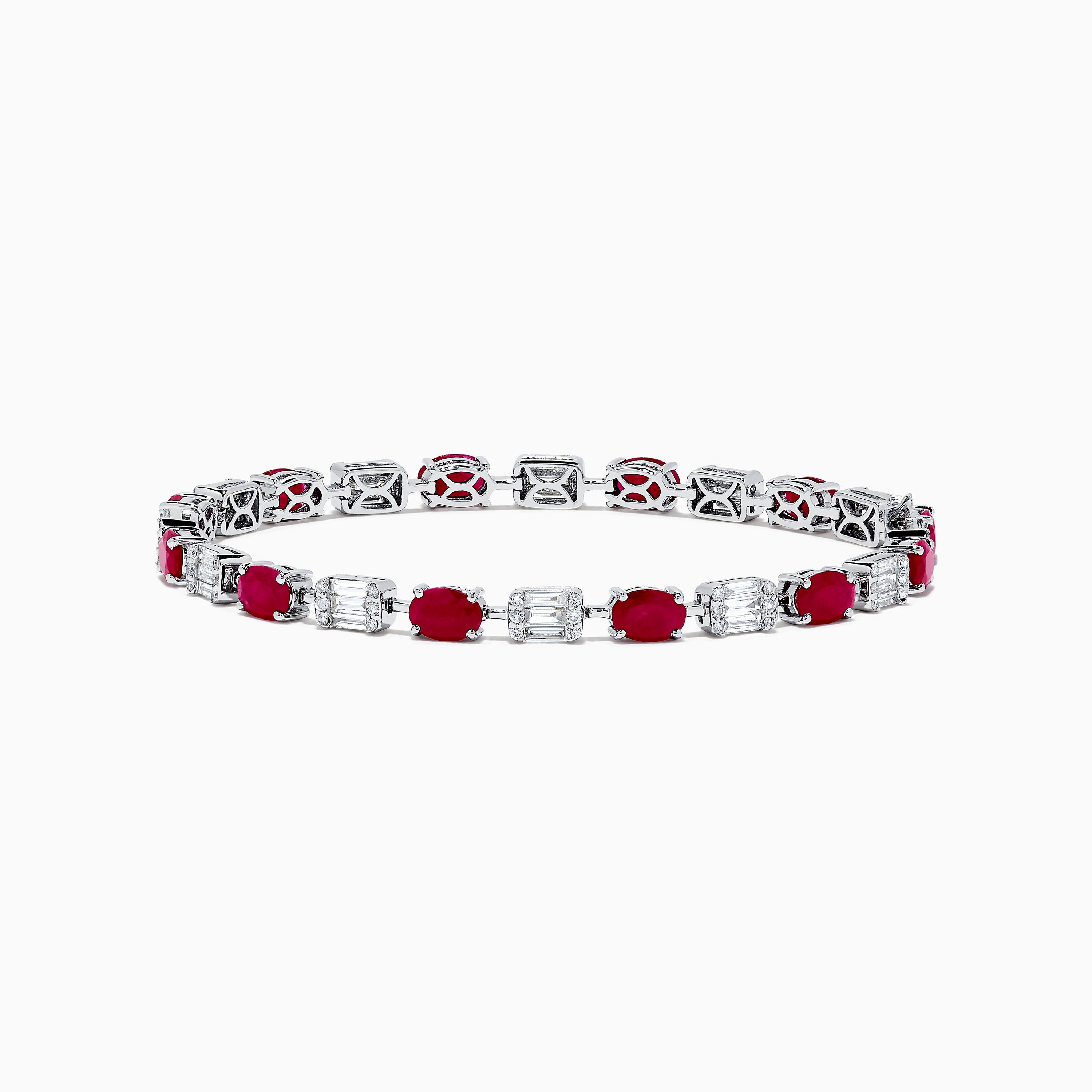 Ruby Royale 14K White Gold Ruby and Diamond Tennis Bracelet ...