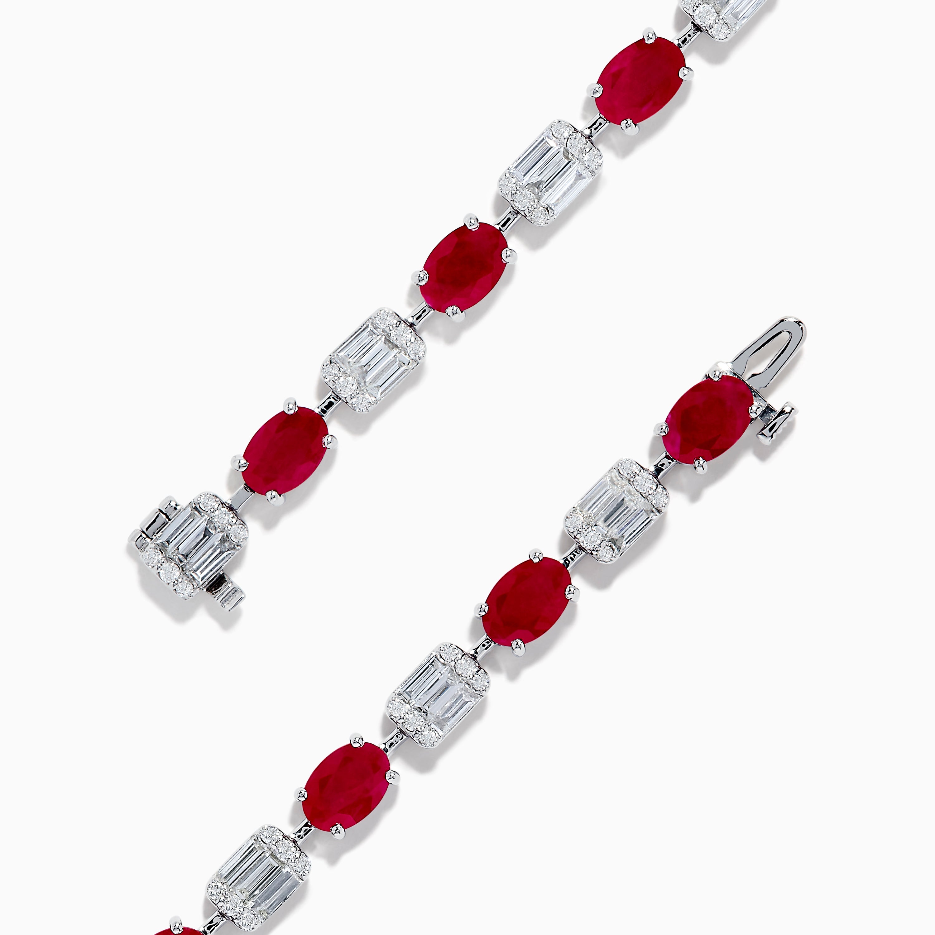 Ruby Royale 14K White Gold Ruby and Diamond Tennis Bracelet ...