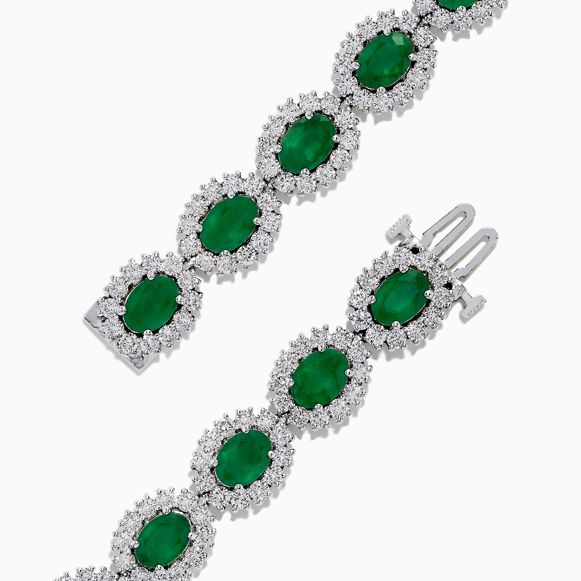 Effy Brasilica 14K White Gold Emerald and Diamond Bracelet, 17.23 ...
