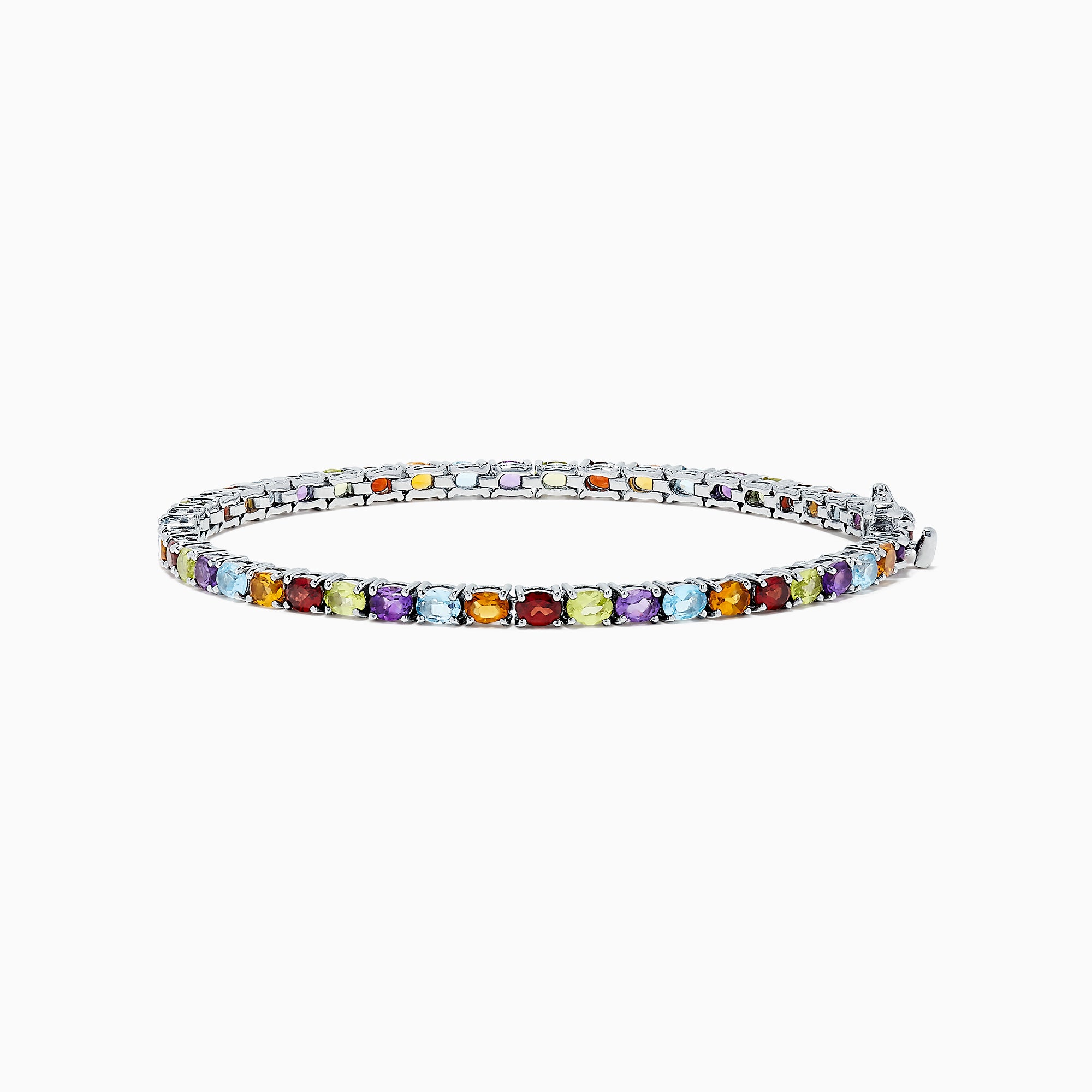 Mosaic Sterling Silver Multi Gemstone Tennis Bracelet, 9.10 TCW ...