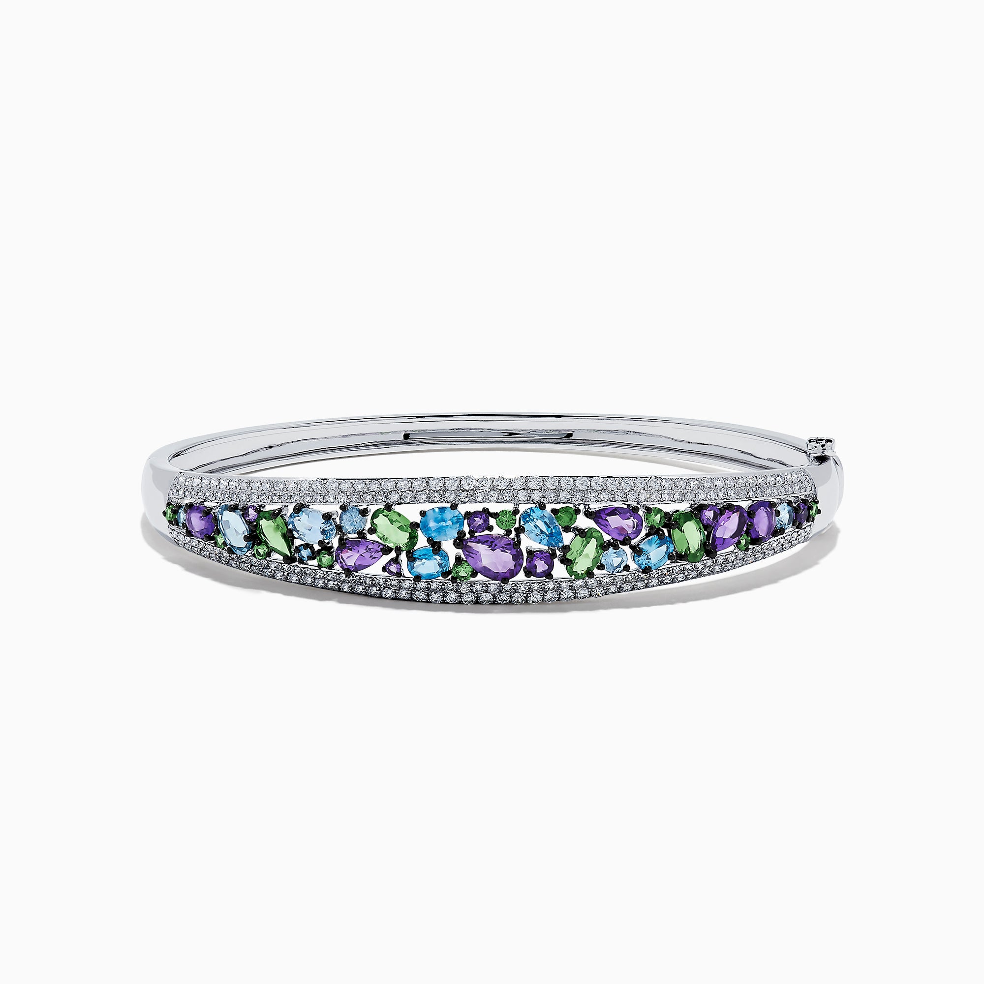 Watercolors 14K White Gold Multi Sapphire and Diamond Bangle, 6.25 TCW ...