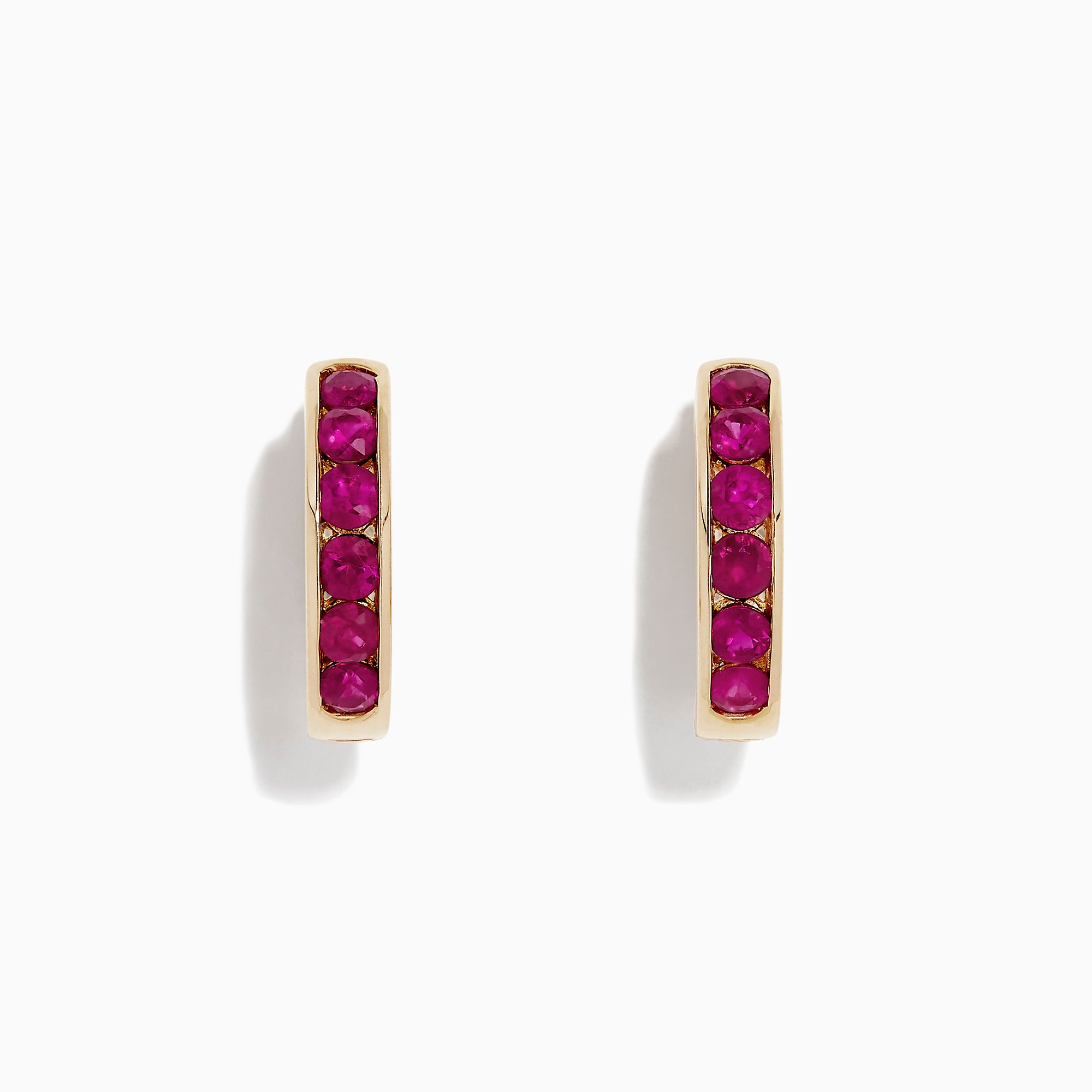 Ruby Royale 14K Yellow Gold Channel Set Ruby 5/8" Hoop Earrings, 1.60 ...