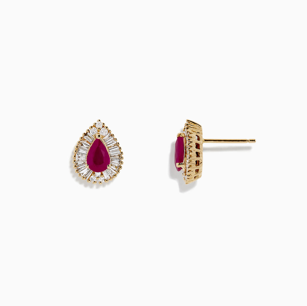 Effy Ruby Royale 14K Yellow Gold Ruby and Diamond Earrings, 1.36 TCW ...