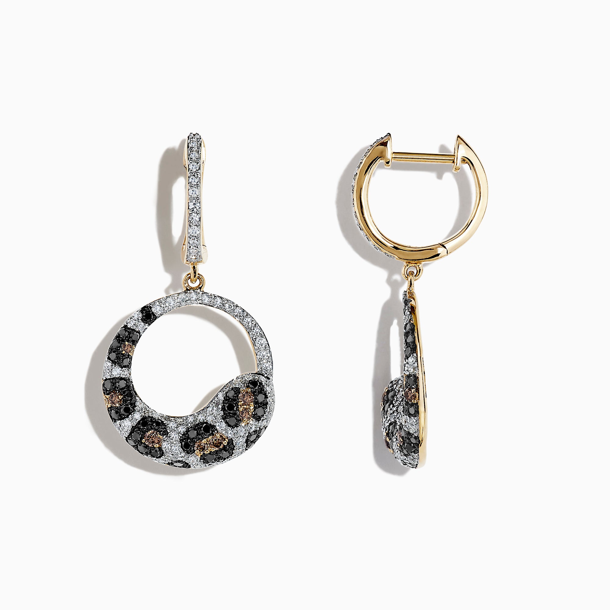 14K Yellow Gold Diamond Leopard Spot Earrings, 1.24 TCW – effyjewelry.com