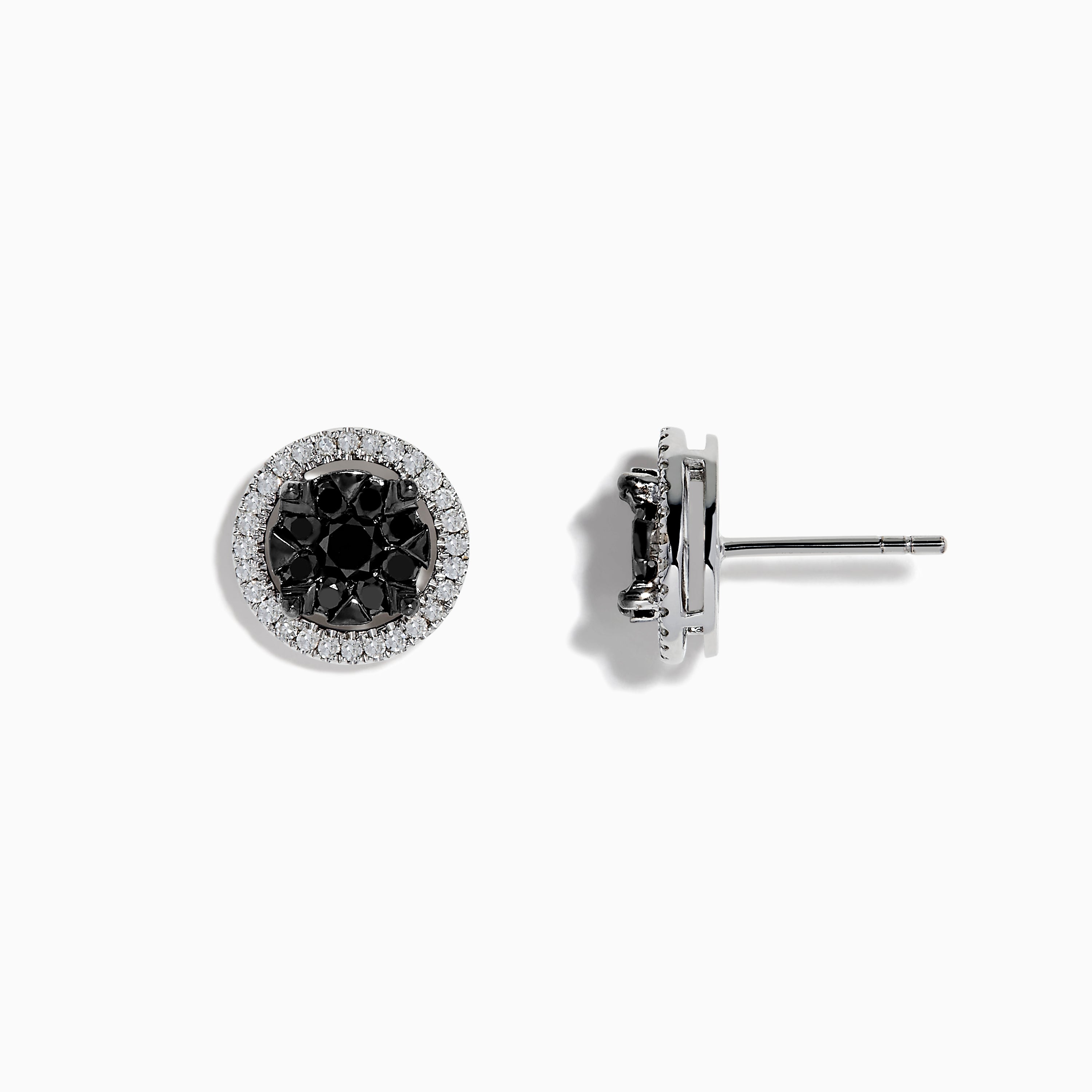 Caviar 14K White Gold White and Black Diamond Stud Earrings ...