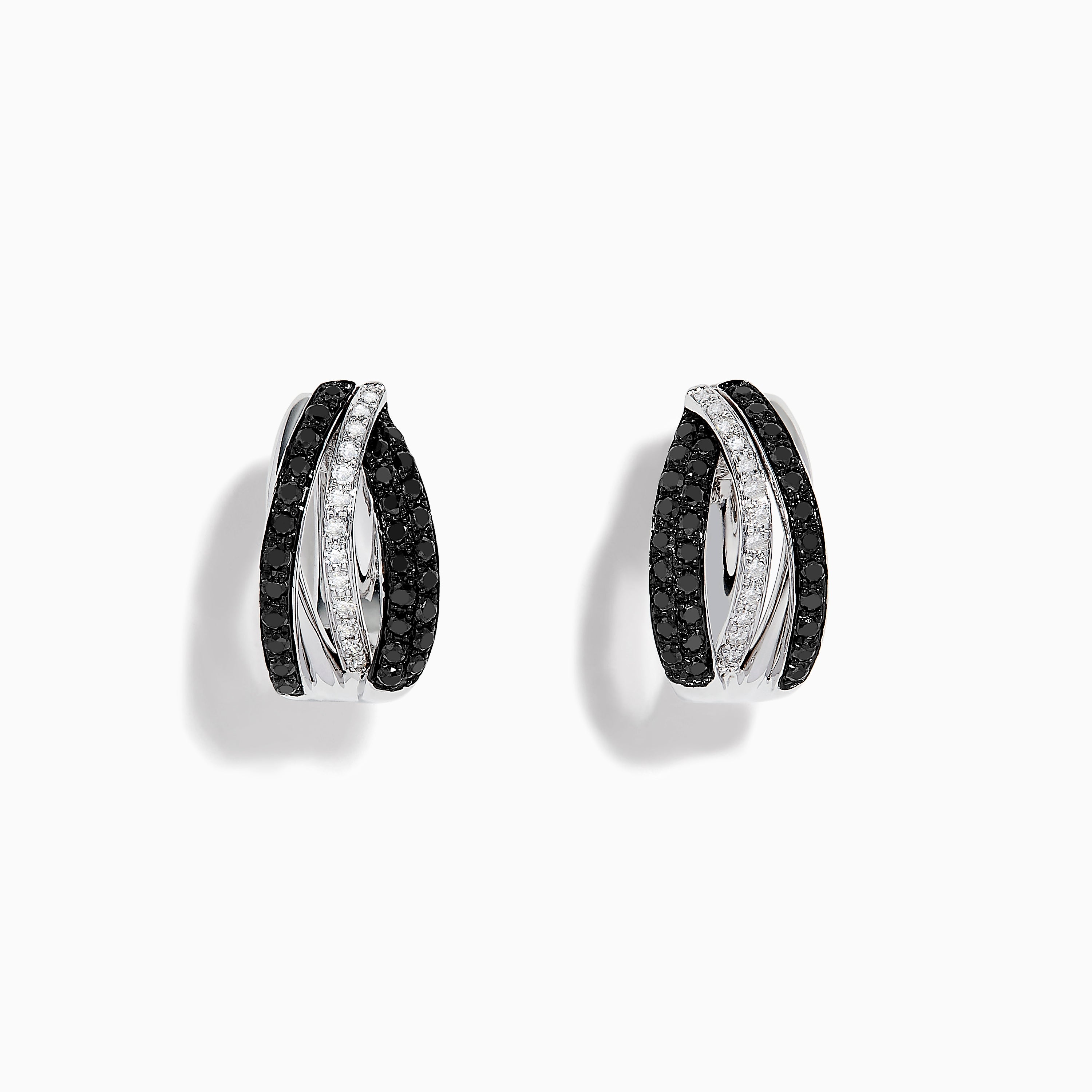 14K White Gold White and Black Diamond Hoop Earrings – effyjewelry.com