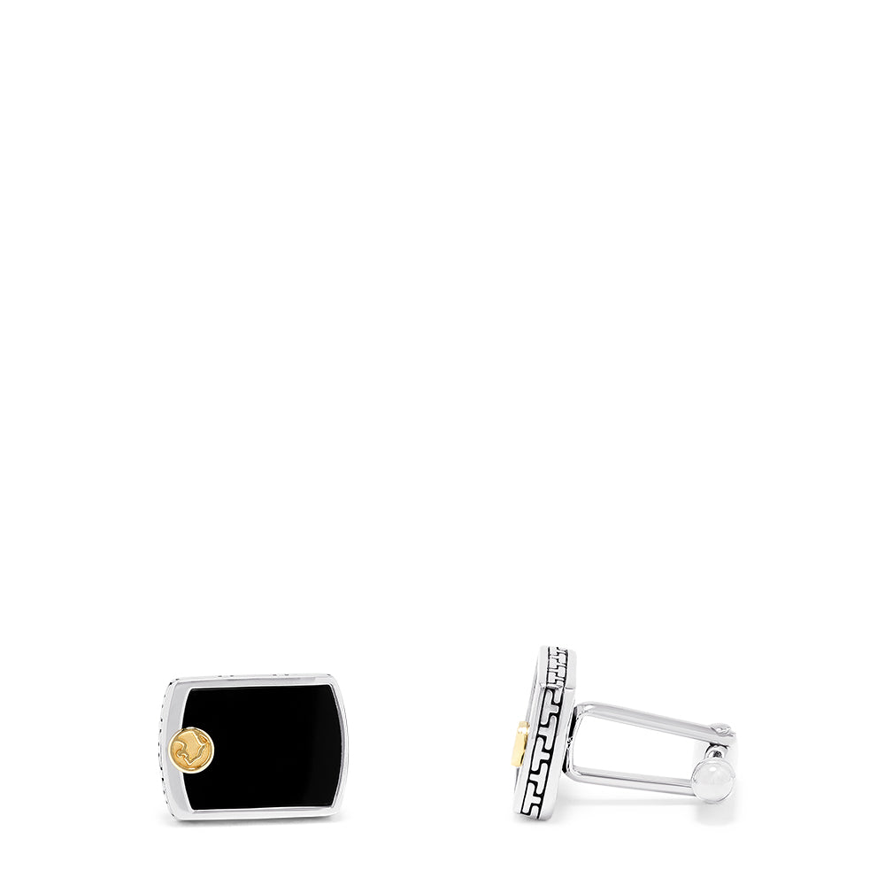 Effy Men's Sterling Silver and 18K Yellow Gold Onyx Cufflinks, 1.10 TC ...