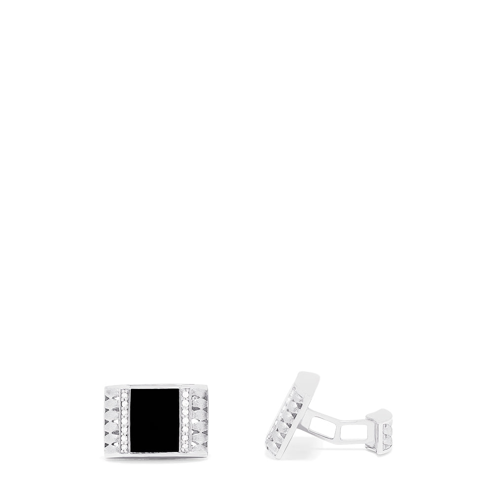 Men's 925 Sterling Silver Onyx and Diamond Cufflinks, 5.86 TCW ...