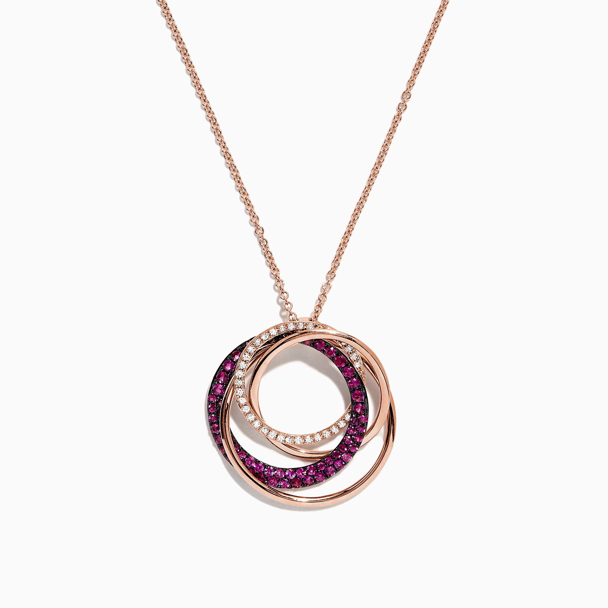 Ruby Royale 14K Rose Gold Ruby and Diamond Circles Pendant, 0.66 TCW ...