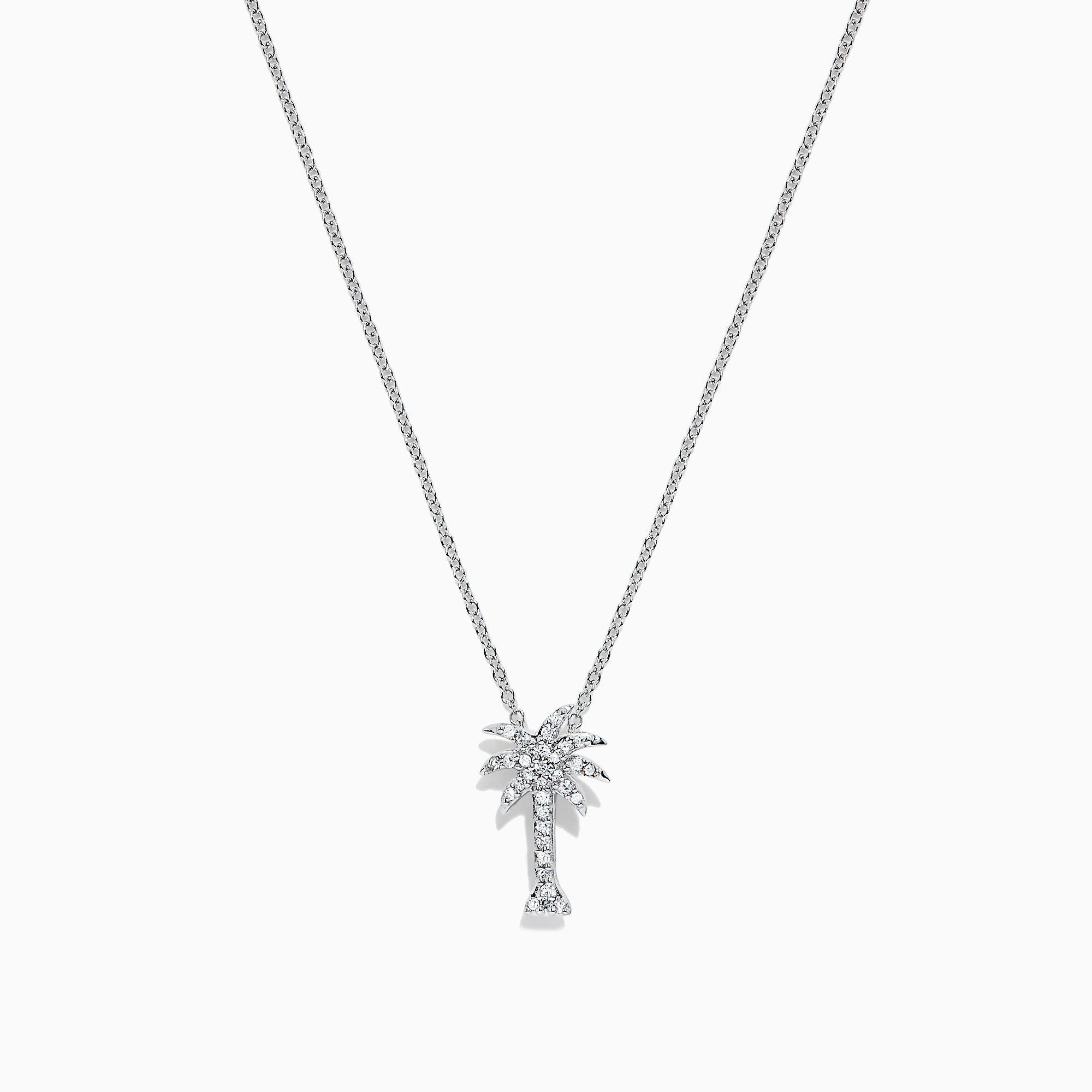 Novelty 14K White Gold Diamond Palm Tree Pendant, 0.10 TCW ...