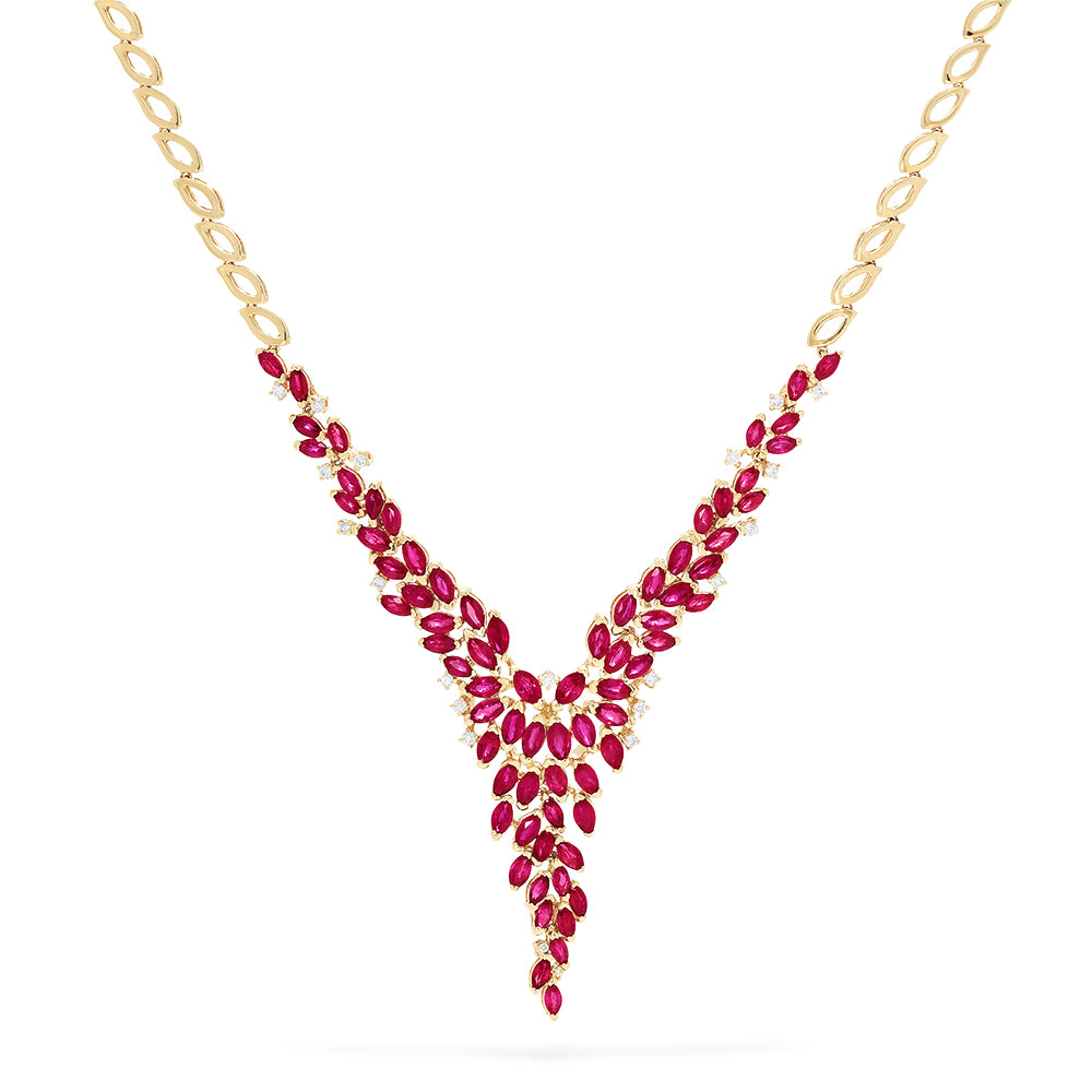 Ruby Royale 14K Yellow Gold Ruby and Diamond Necklace, 9.87 TCW ...