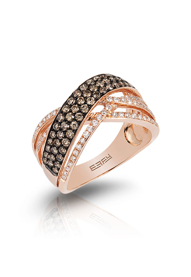 14K Rose Gold Espresso & White Diamond Ring, .90 TCW – effyjewelry.com