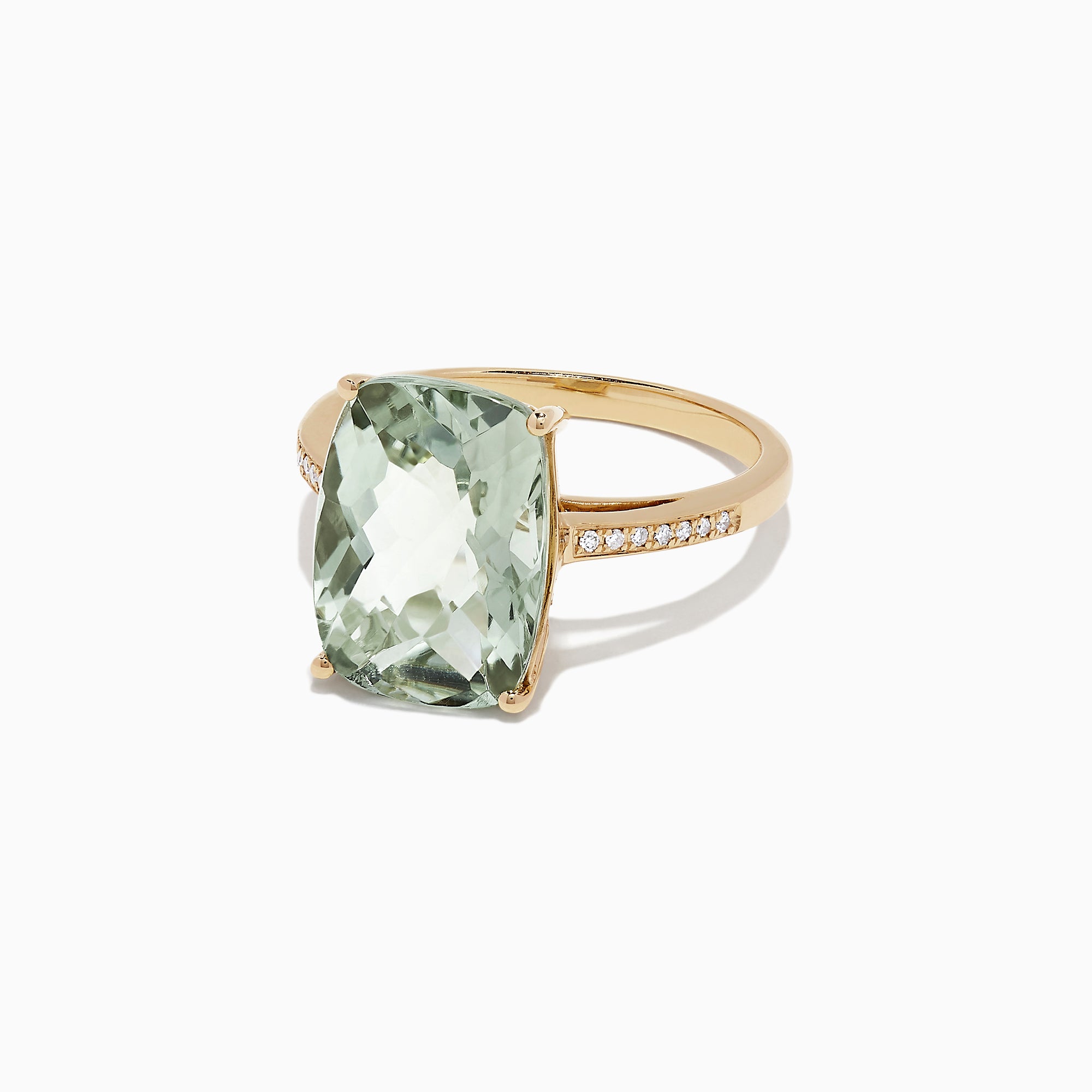 14K Yellow Gold Green Amethyst and Diamond Cocktail Ring – effyjewelry.com