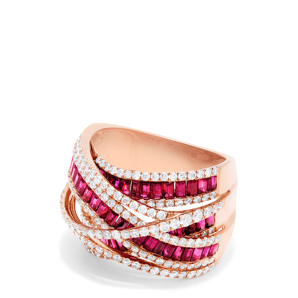 Limited Edition 14K Rose Gold Ruby and Diamond Ring, 4.03 TCW ...