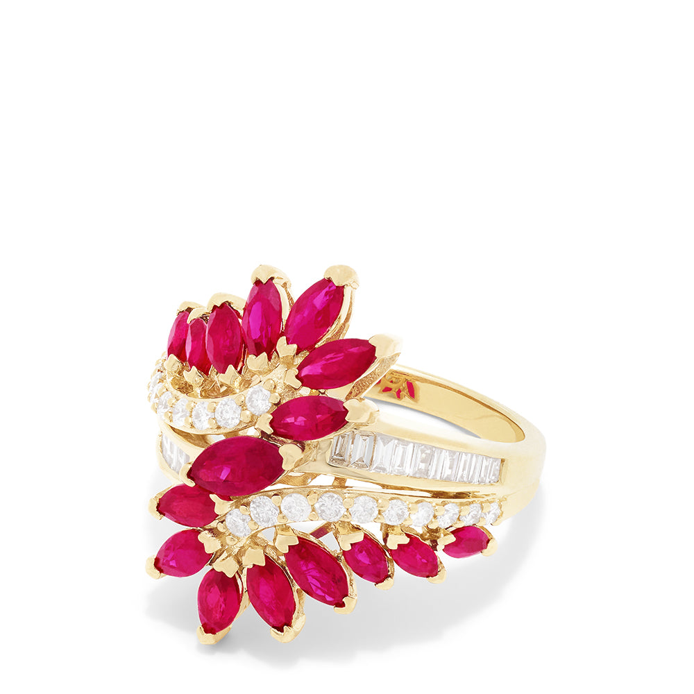 Ruby Royale 14K Yellow Gold Ruby and Diamond Ring, 3.76 TCW ...