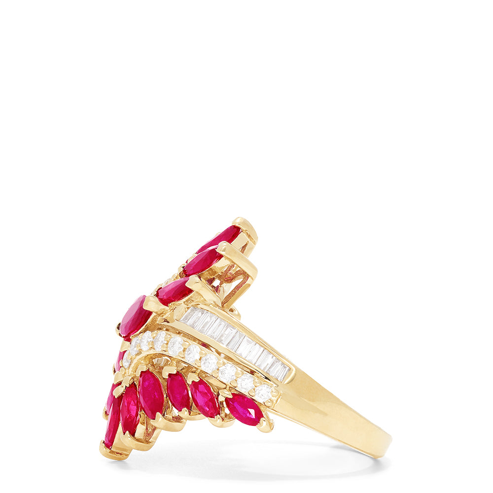 Ruby Royale 14K Yellow Gold Ruby and Diamond Ring, 3.76 TCW ...