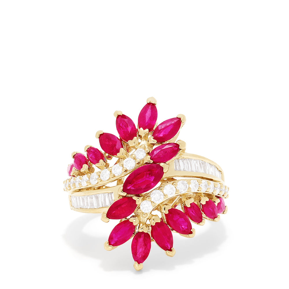 Ruby Royale 14K Yellow Gold Ruby and Diamond Ring, 3.76 TCW ...