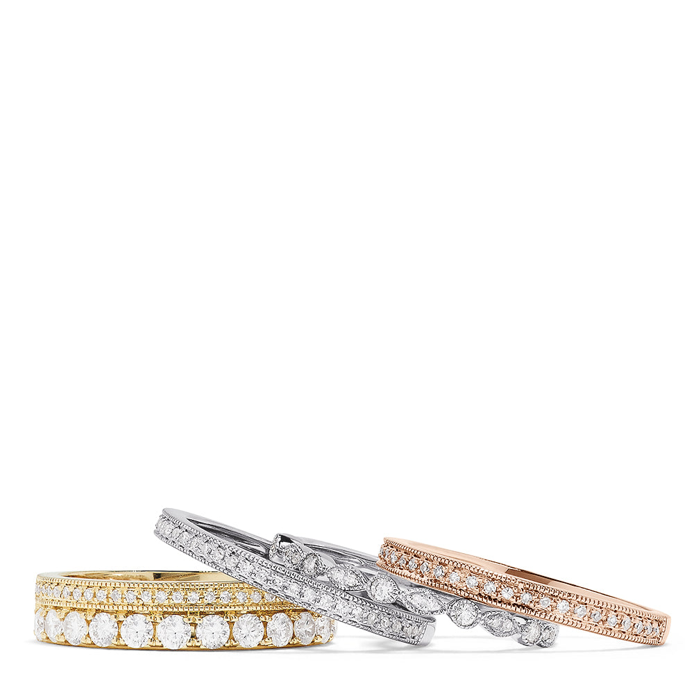 Trio 14K Tri Color Gold Diamond 4 Ring Stack, 1.00 TCW – effyjewelry.com