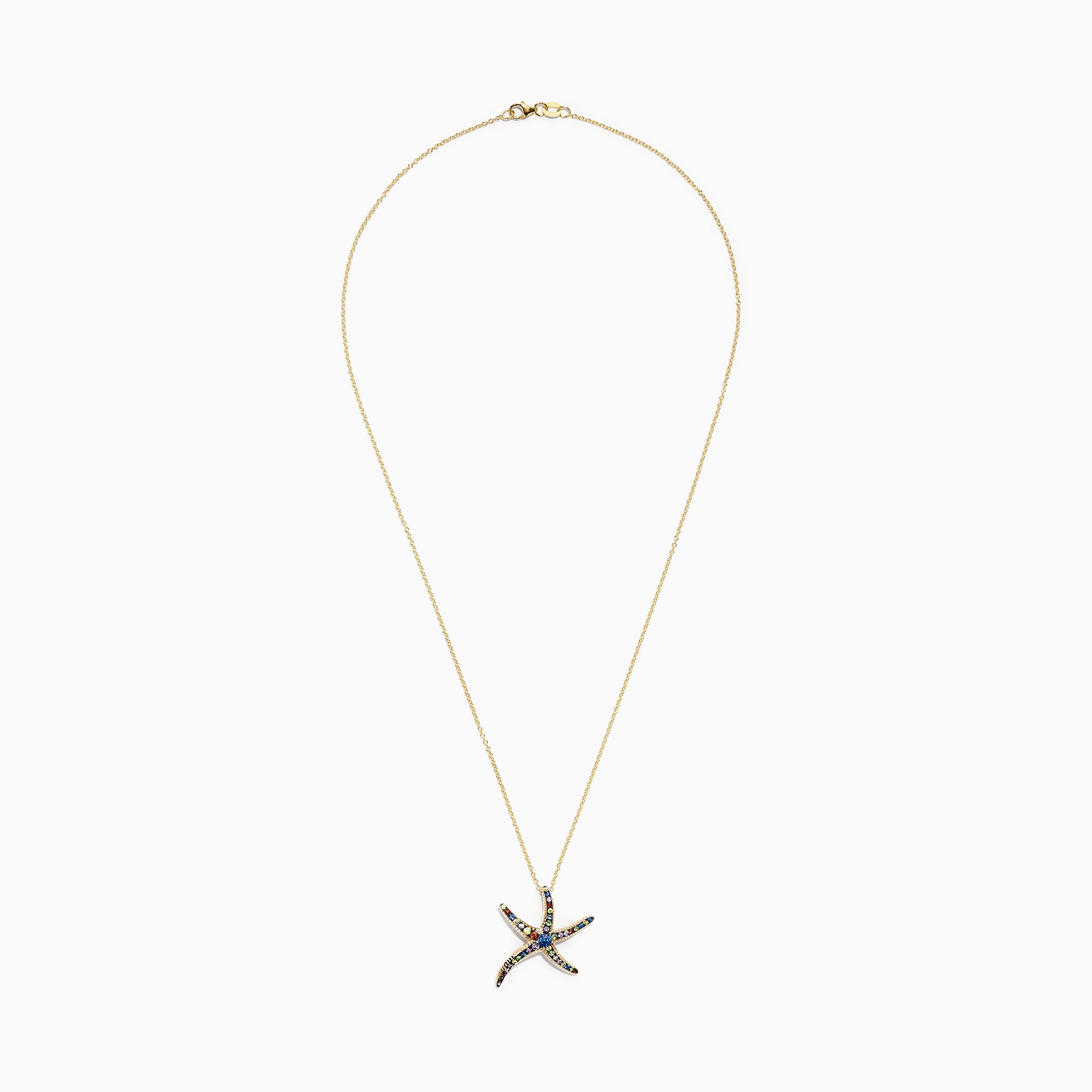 Watercolors 14K Yellow Gold Multi Sapphire Starfish Pendant, 0.80 TCW ...