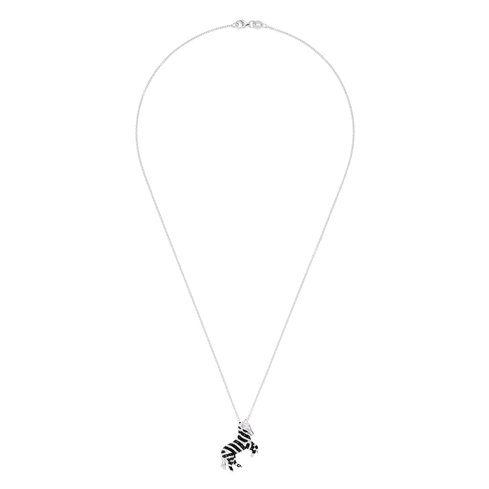Safari 14K White Gold Black and White Diamond Zebra Pendant, 0.50 TCW ...