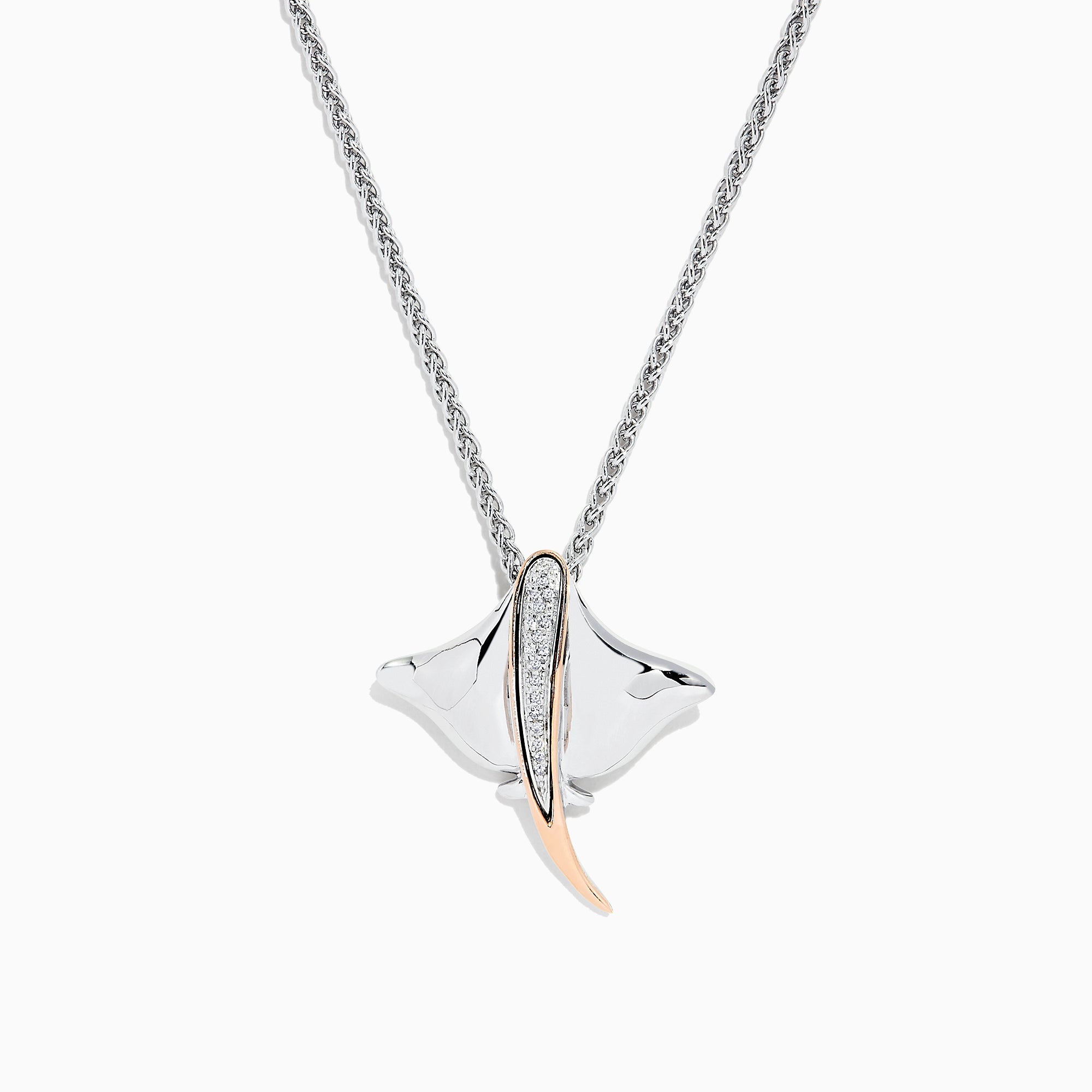 925 Sterling Silver & 14K Gold Diamond Stingray Pendant, 0.05 TCW ...