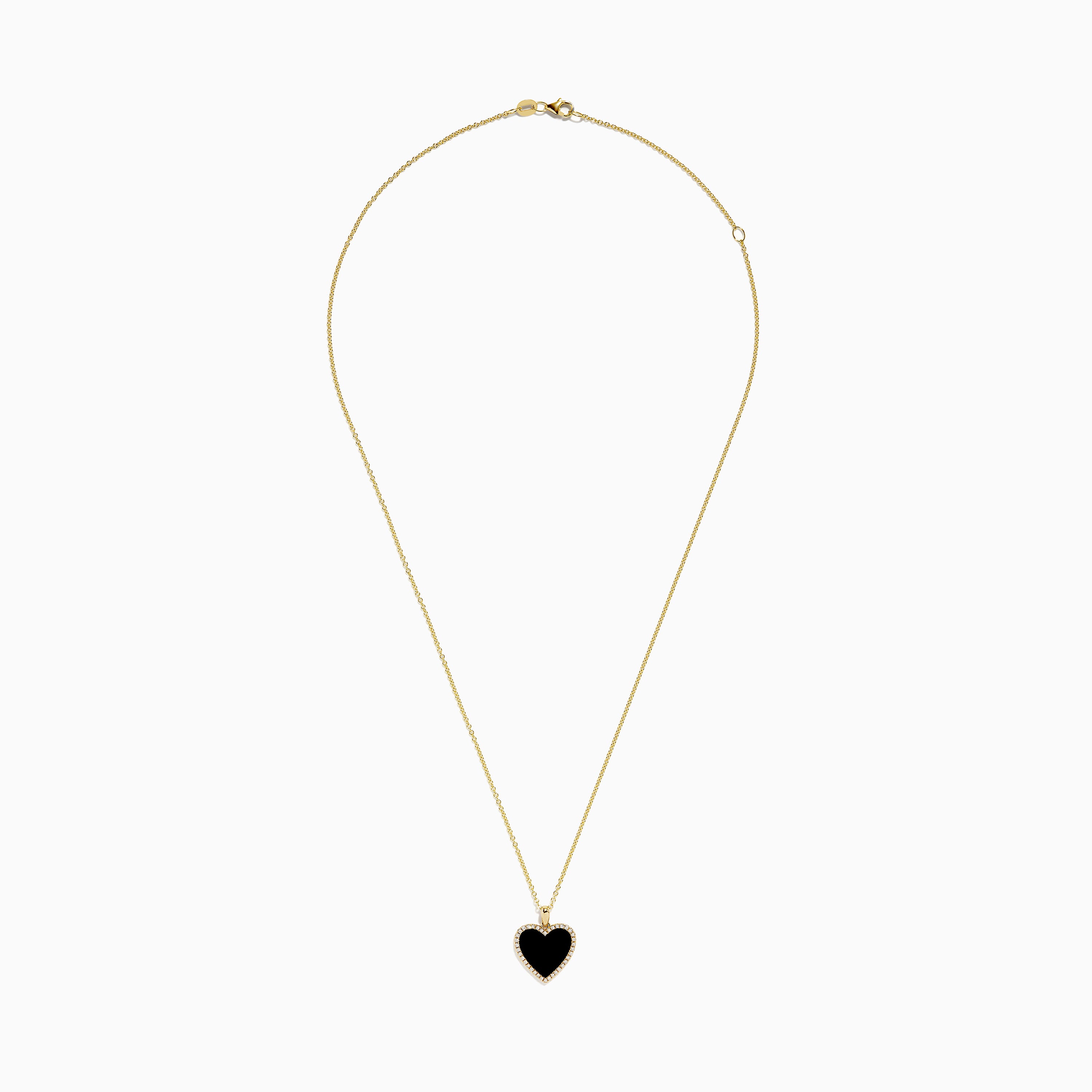 14K Yellow Gold Onyx and Diamond Heart Pendant – effyjewelry.com