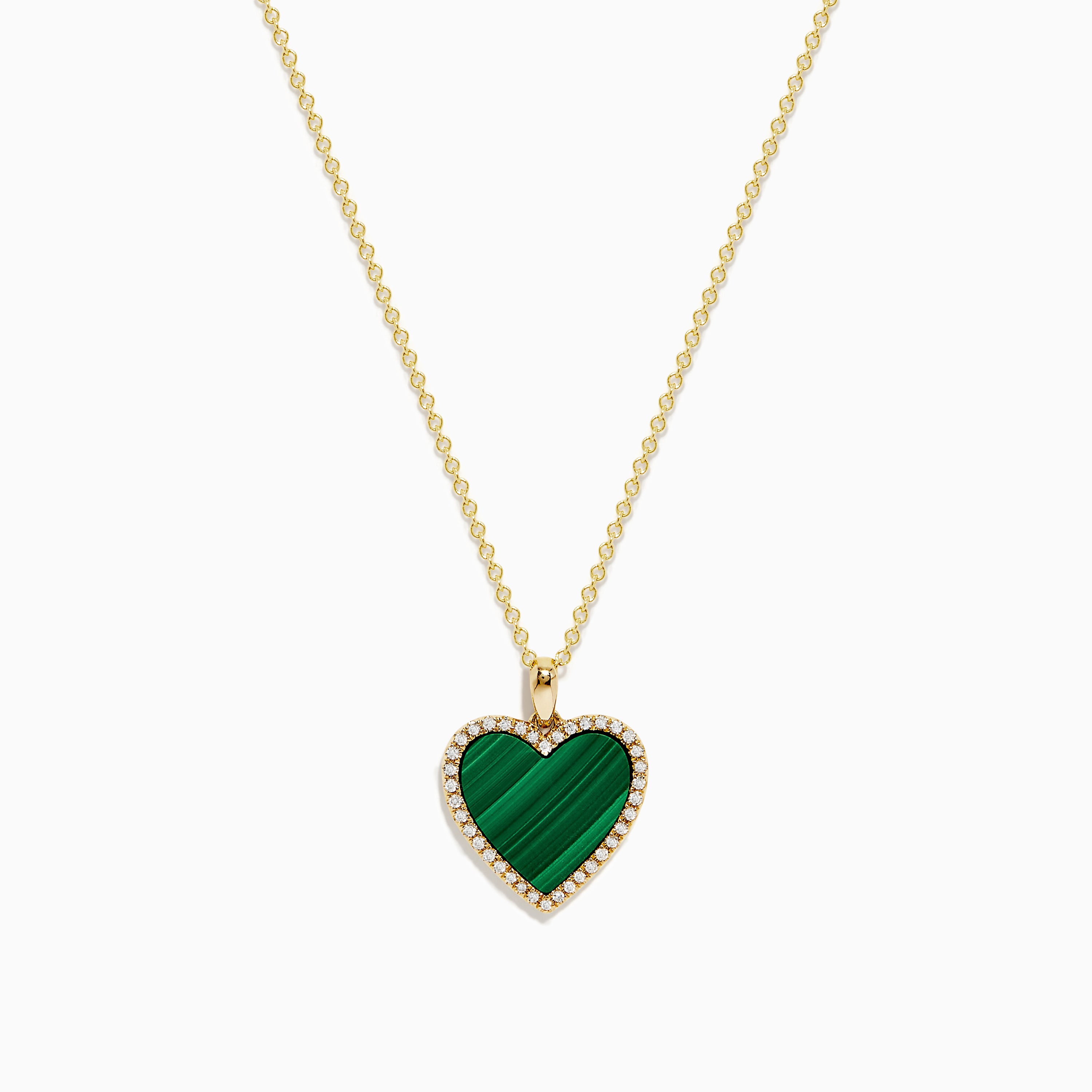 14K Yellow Gold Malachite and Diamond Heart Pendant – effyjewelry.com