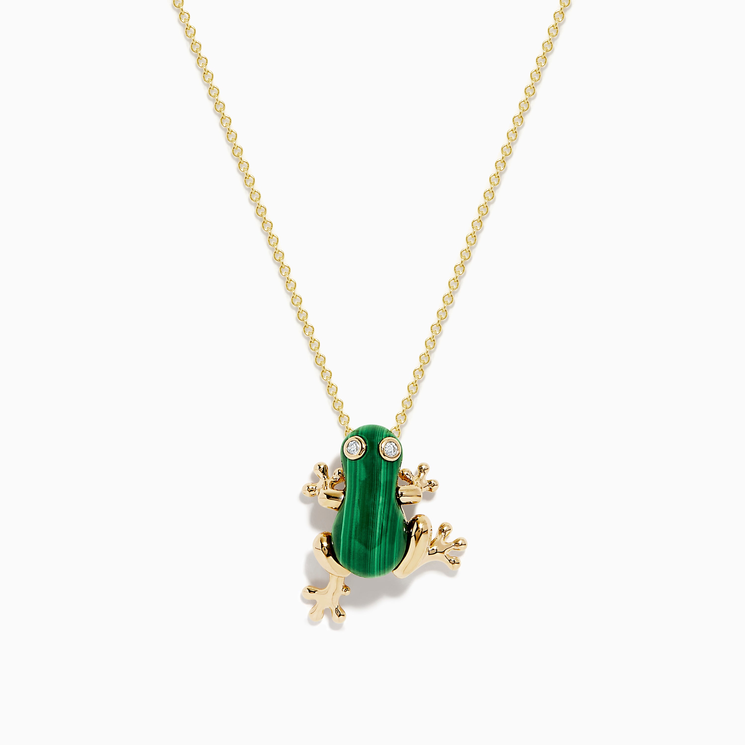 Safari 14K Yellow Gold Malachite and Diamond Frog Pendant – effyjewelry.com