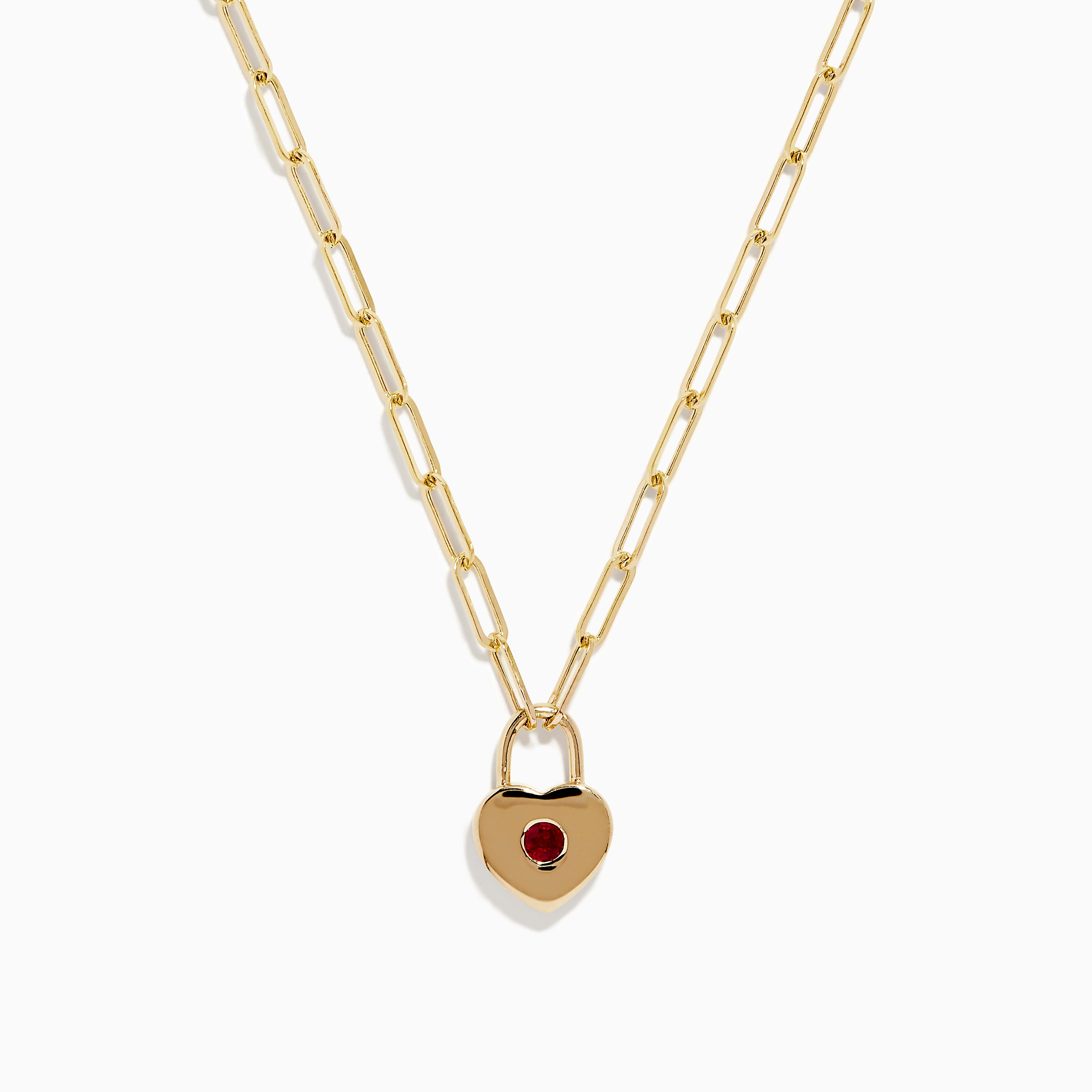 Ruby Royale 14K Yellow Gold Ruby Heart Lock Necklace – effyjewelry.com