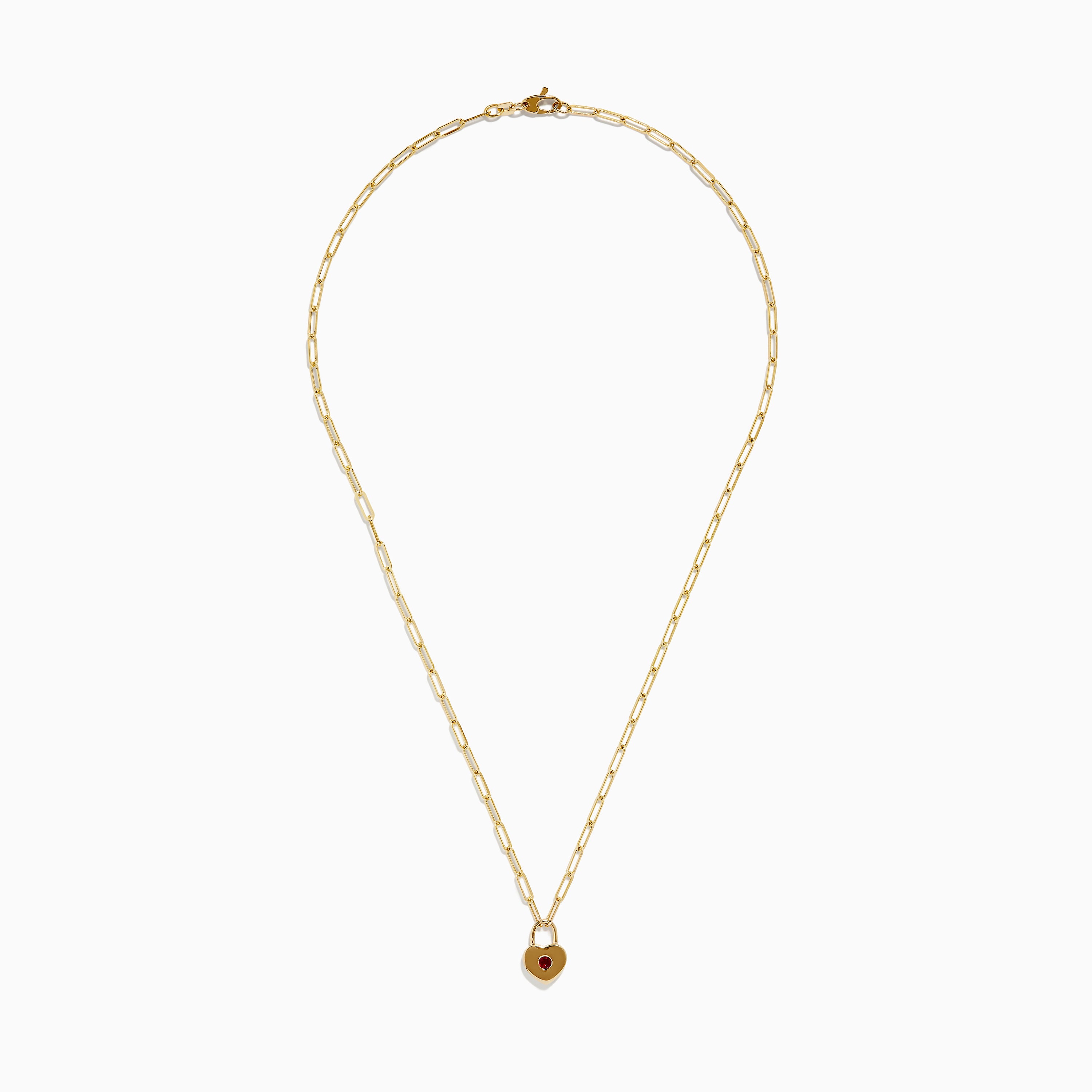Ruby Royale 14K Yellow Gold Ruby Heart Lock Necklace – effyjewelry.com