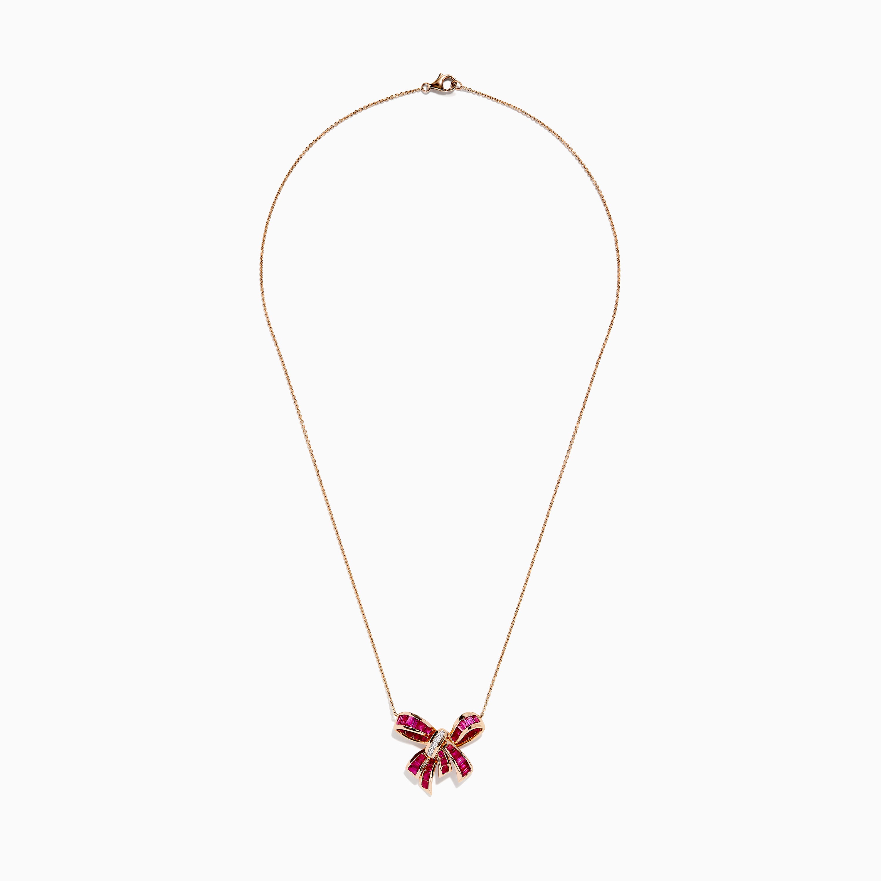 Ruby Royale 14K Rose Gold Ruby and Diamond Bow Necklace, 2.97 TCW – effyjewelry.com