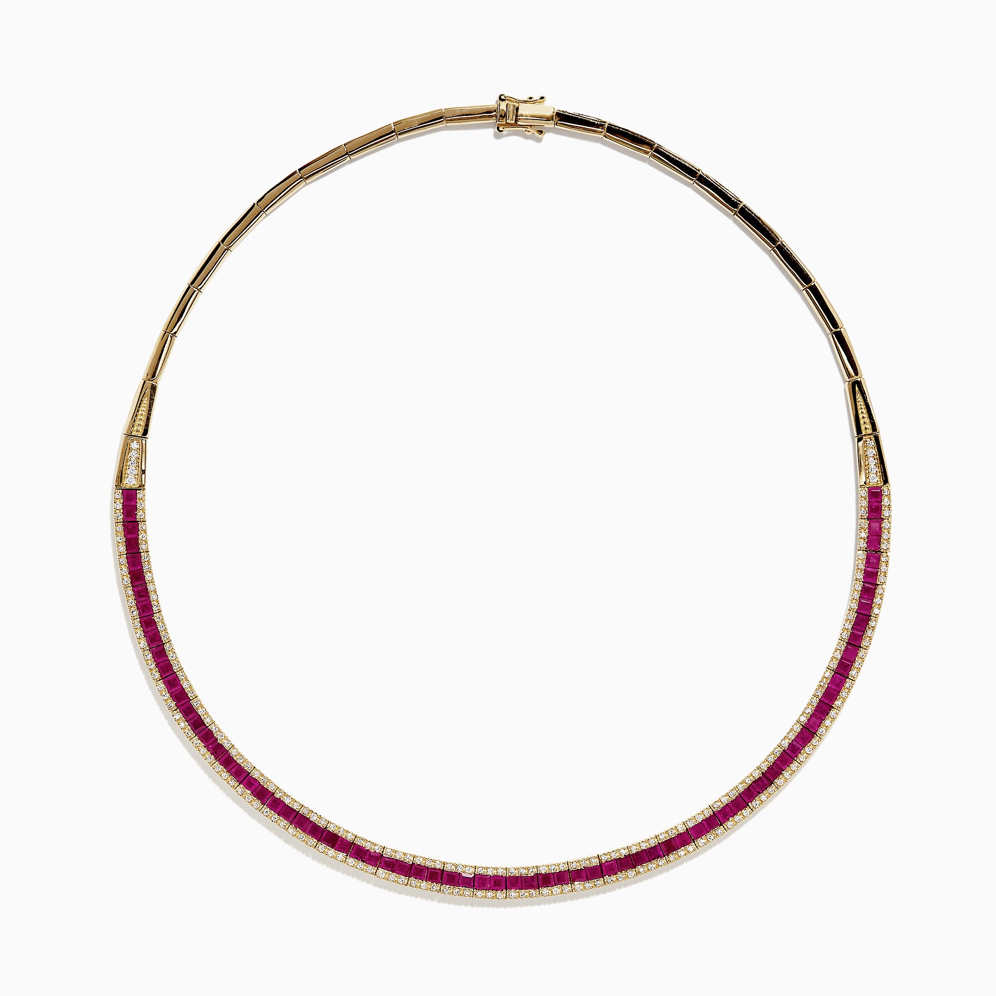 Ruby Royale 14K Yellow Gold Ruby and Diamond Collar Necklace, 11.31 TC ...