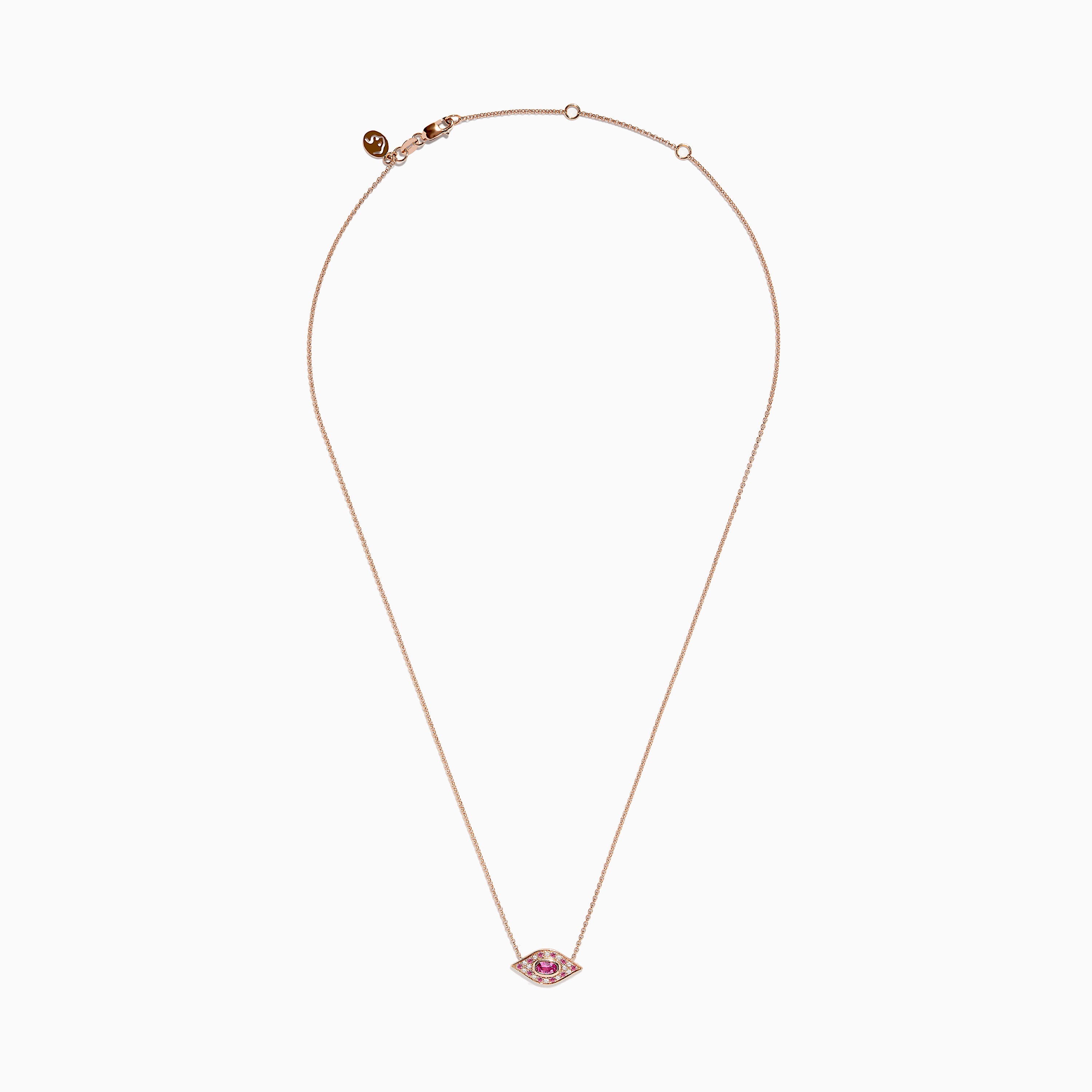Effy 14K Rose Gold Pink Sapphire and Diamond Evil Eye Necklace ...
