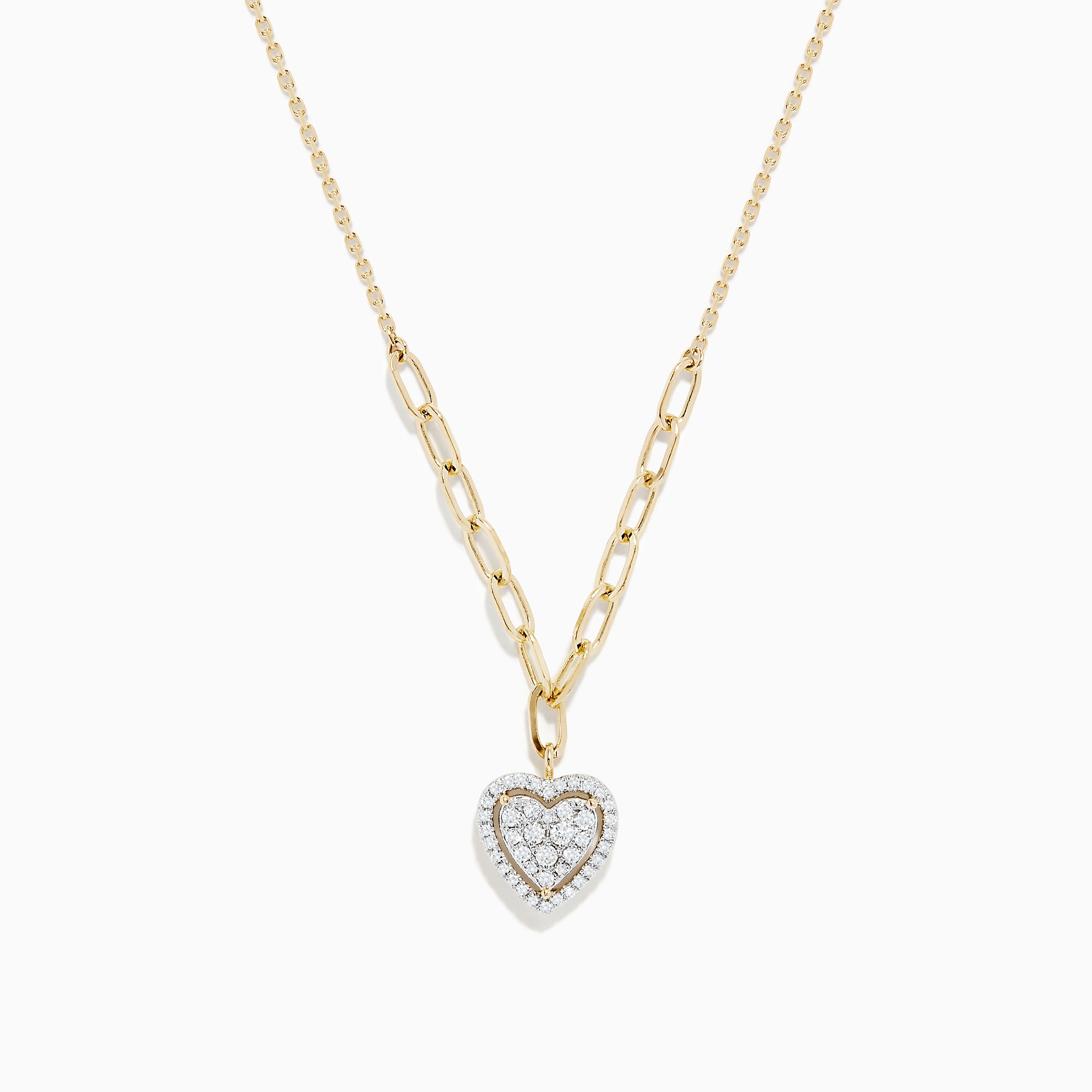 D'oro 14K Yellow Gold Diamond Heart Pendant Necklace – effyjewelry.com