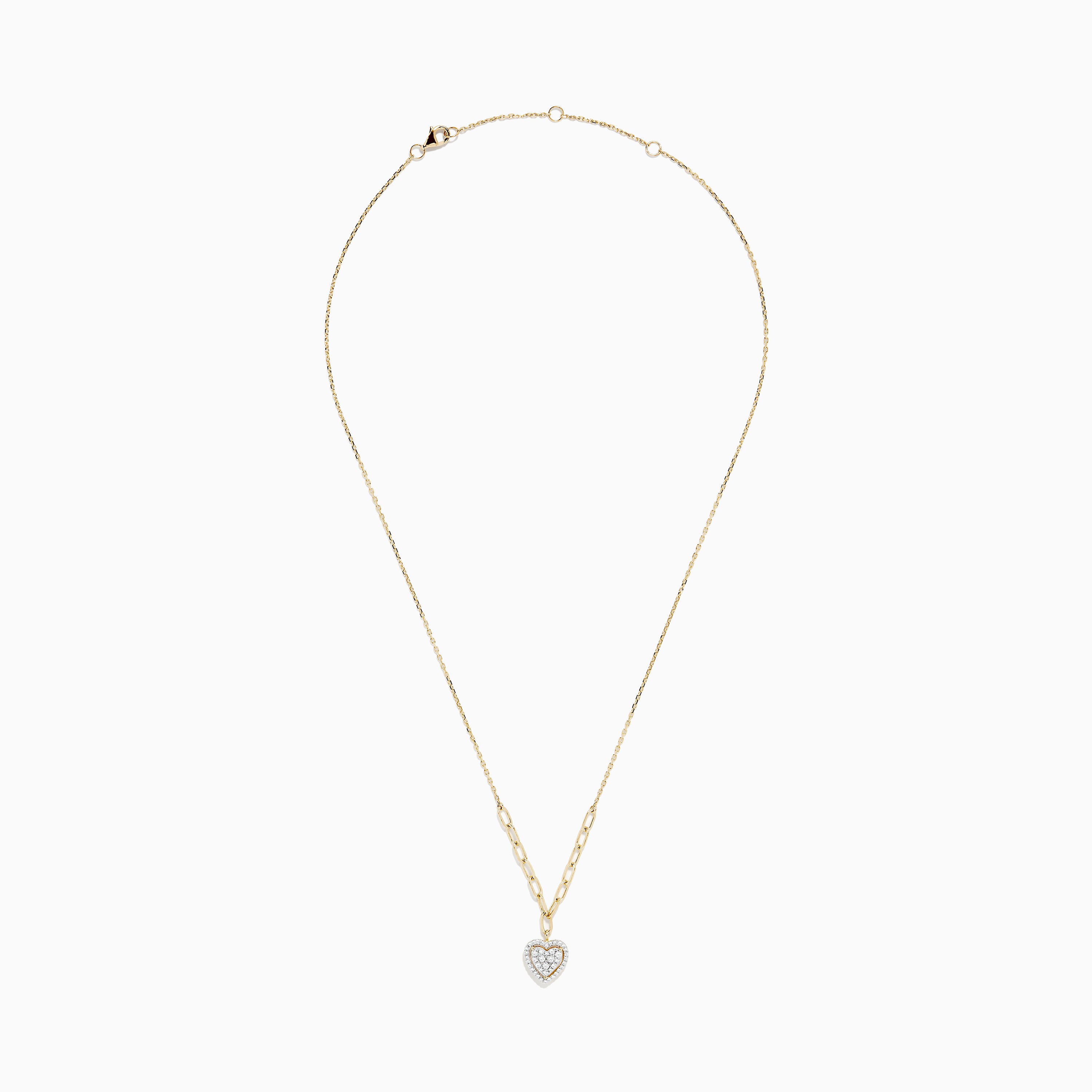 D'oro 14K Yellow Gold Diamond Heart Pendant Necklace – effyjewelry.com