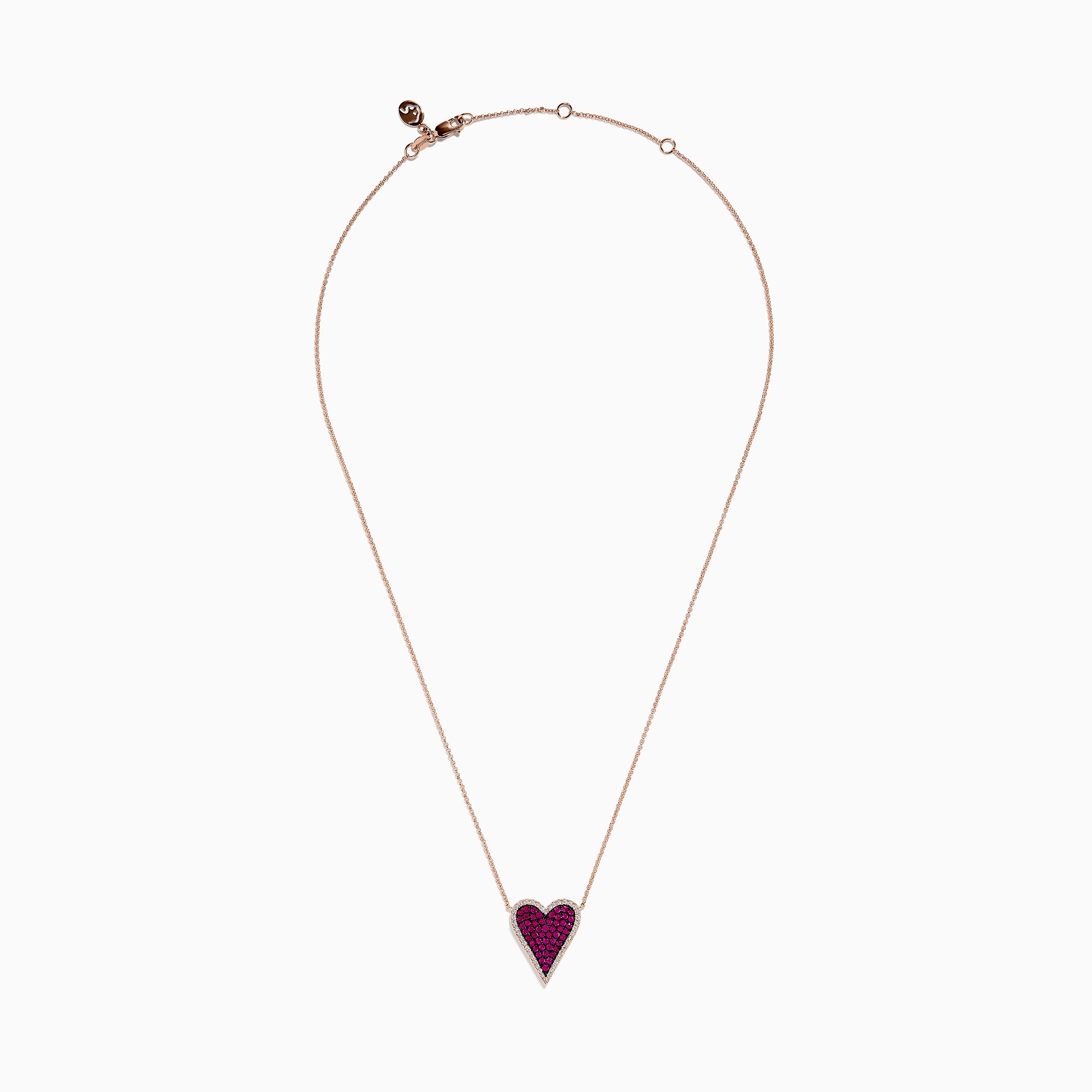 Ruby Royale 14K Rose Gold Pave Ruby Heart Pendant Necklace ...