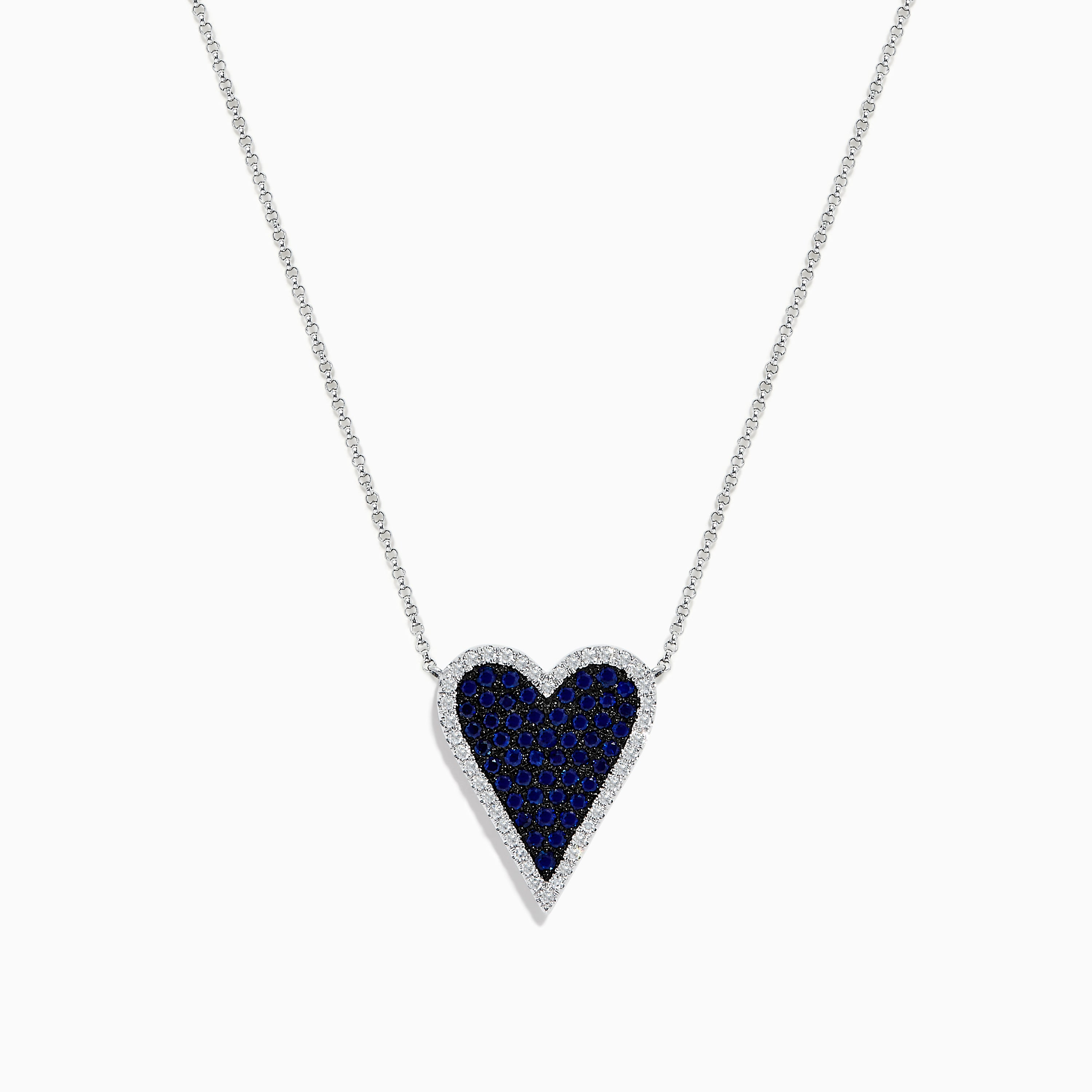 Royale Bleu 14K White Gold Blue Sapphire and Diamond Heart Necklace ...