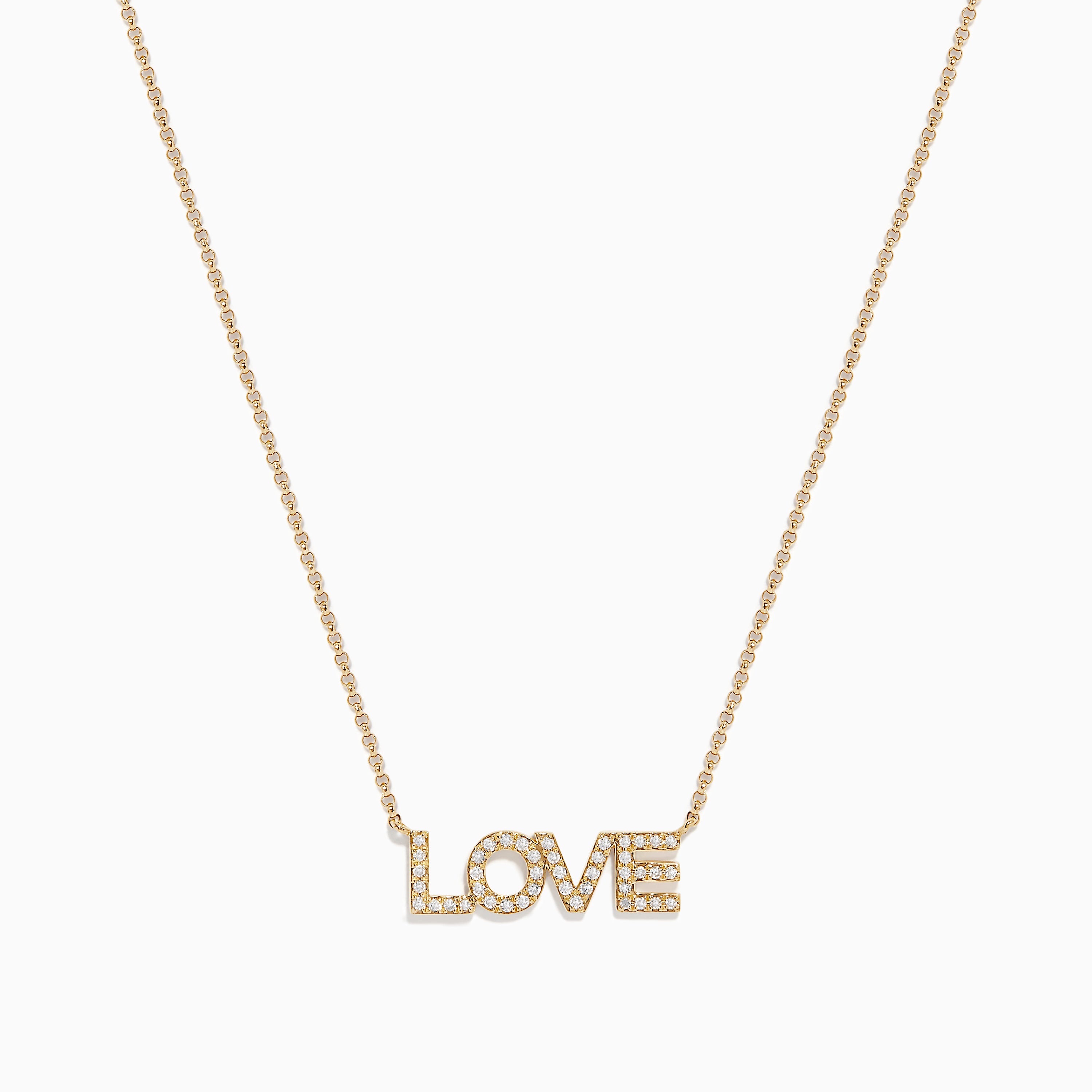 Novelty 14K Yellow Gold Diamond LOVE Necklace – effyjewelry.com