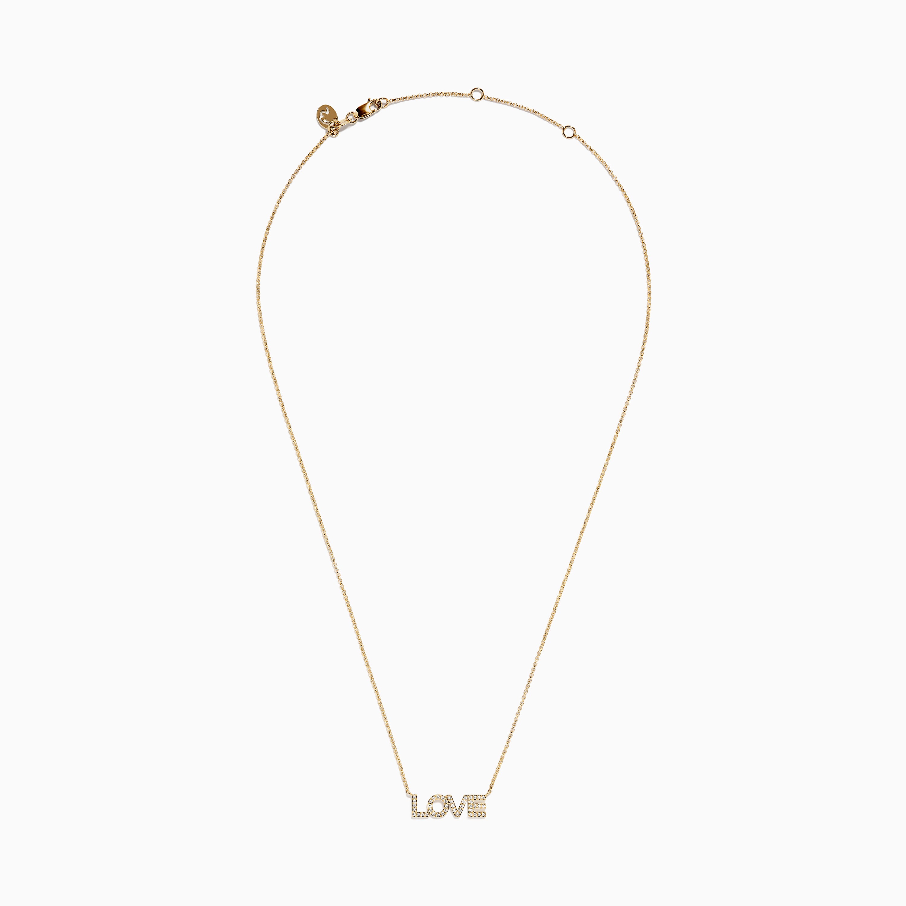 Novelty 14K Yellow Gold Diamond LOVE Necklace – effyjewelry.com