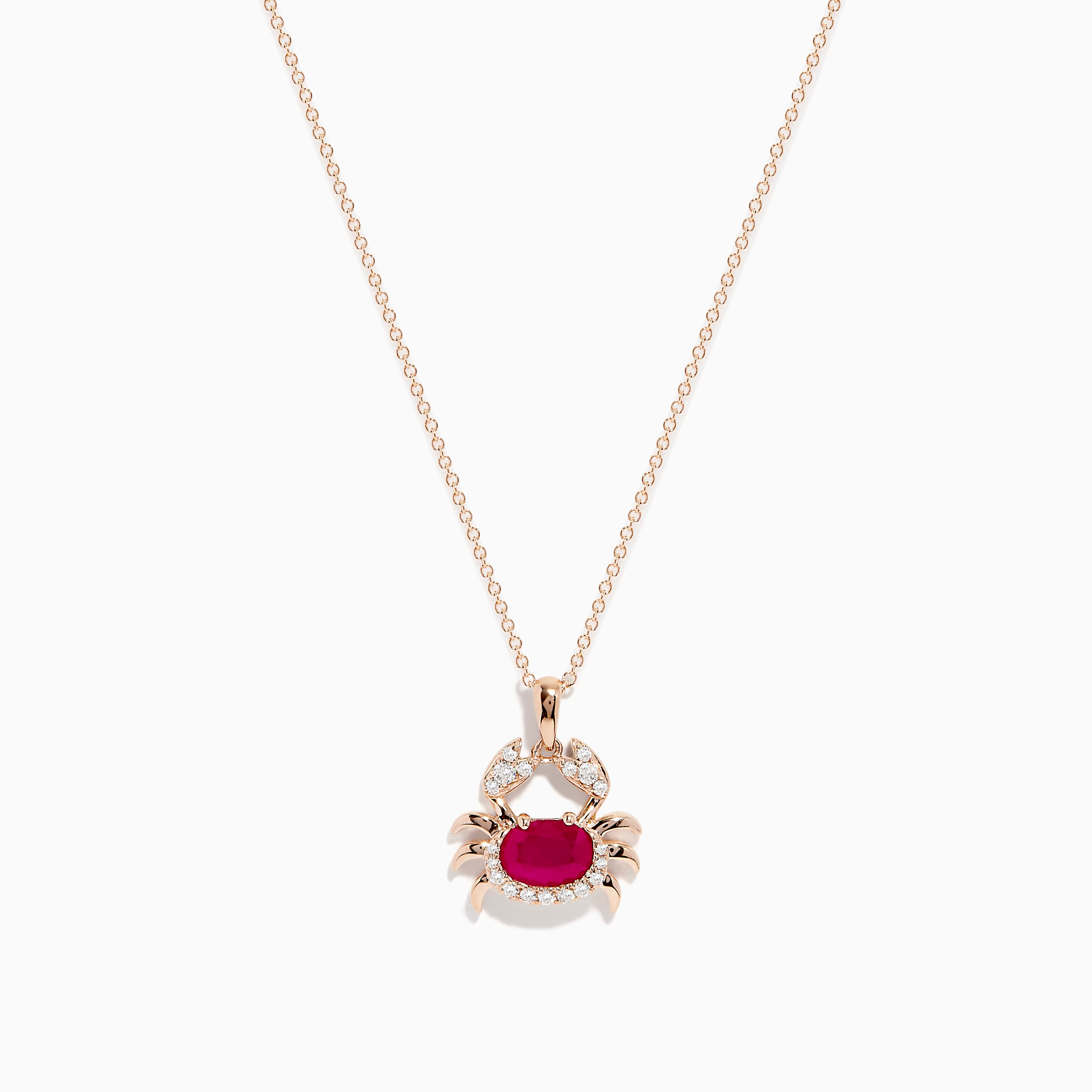 Seaside 14K Rose Gold Ruby and Diamond Crab Pendant – effyjewelry.com