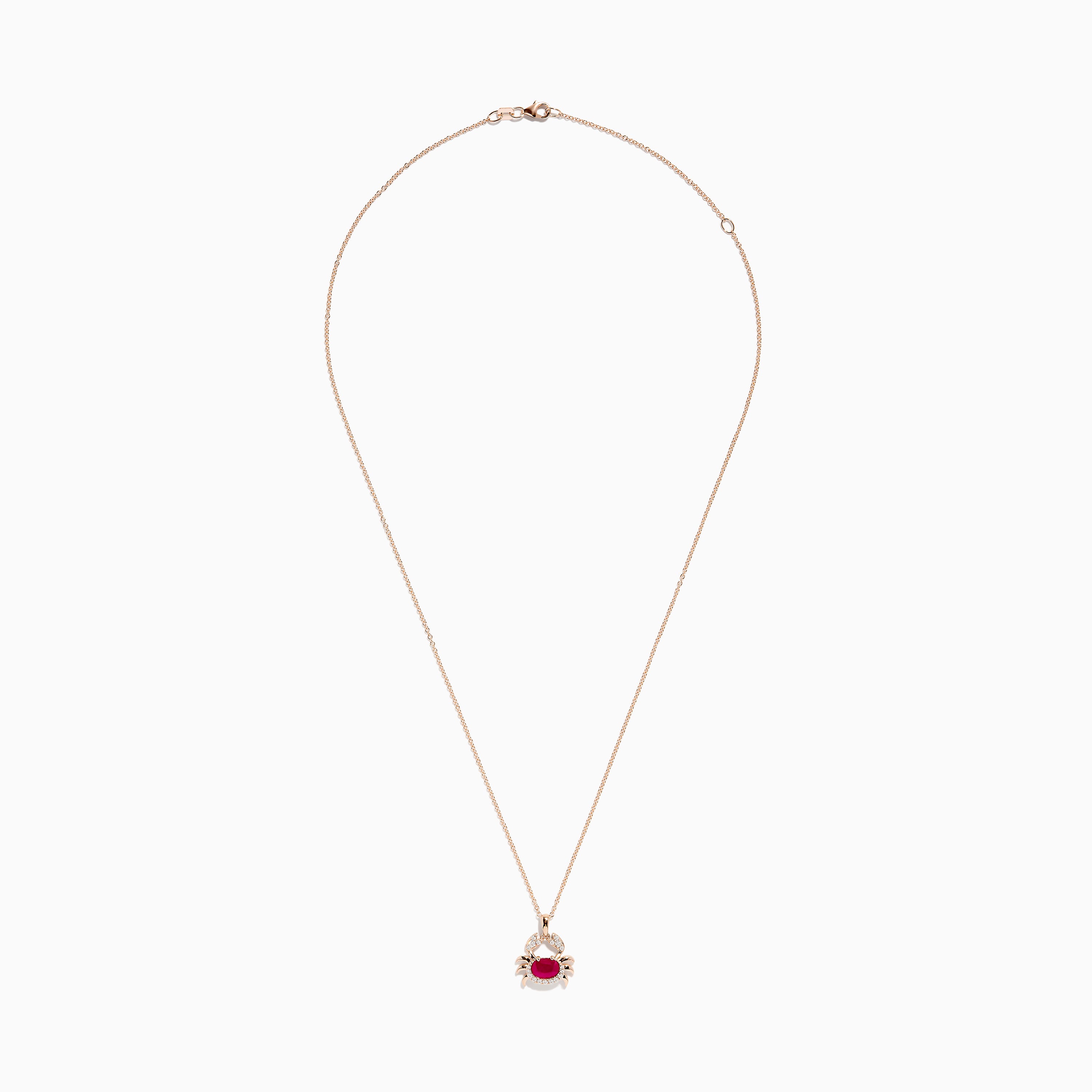 Seaside 14K Rose Gold Ruby and Diamond Crab Pendant – effyjewelry.com