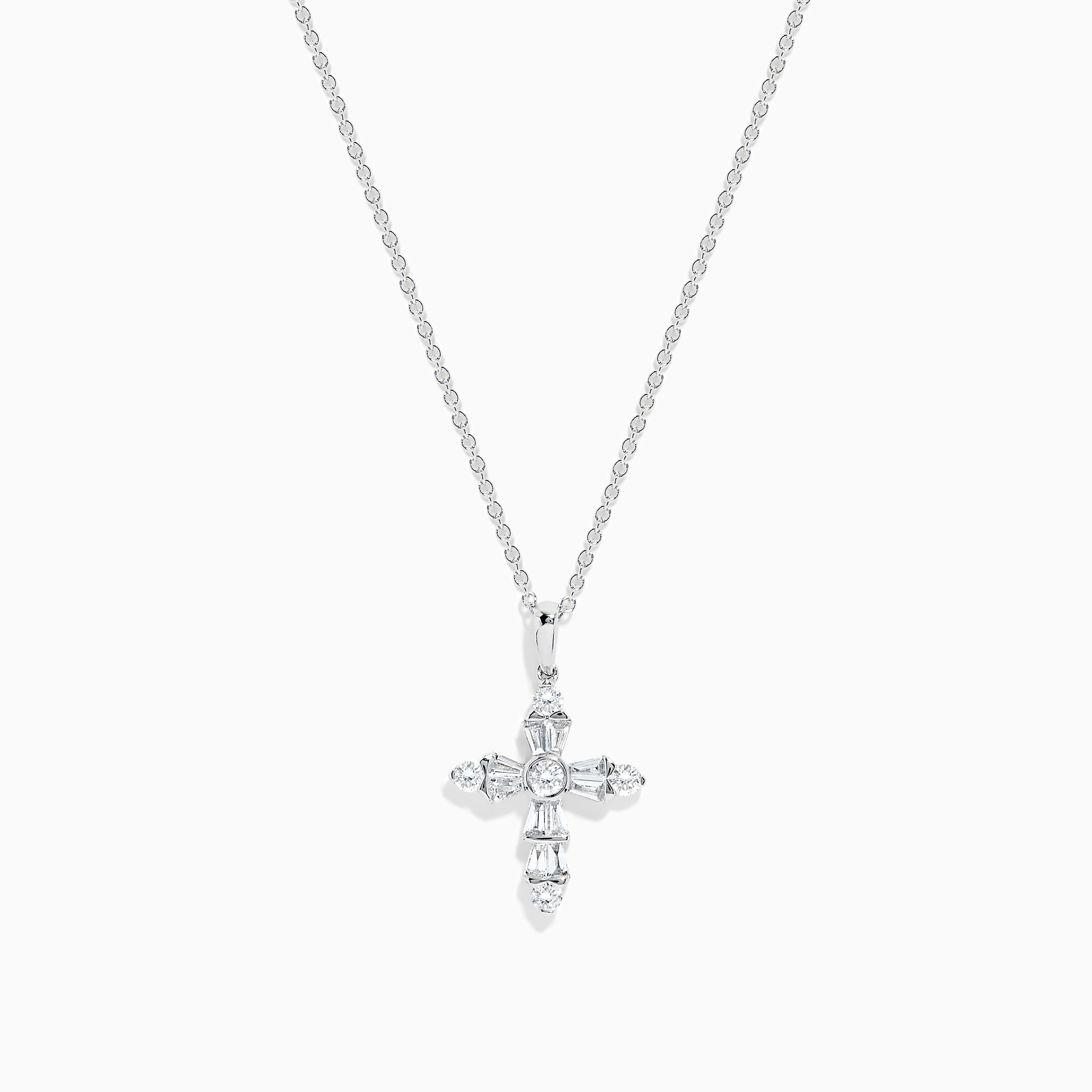Pave Classica 14K White Gold Diamond Cross Pendant – effyjewelry.com