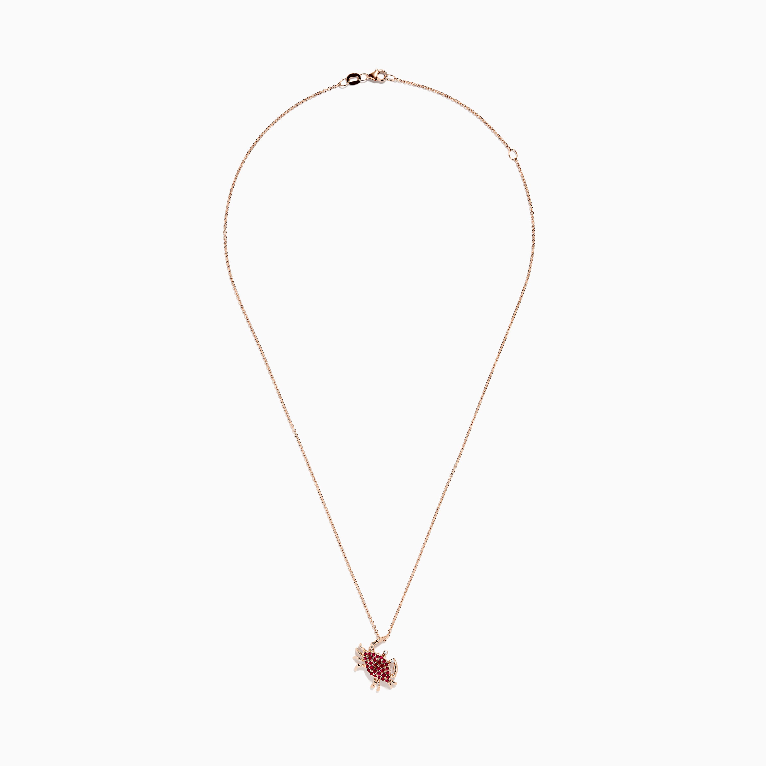 Seaside 14K Rose Gold Diamond and Ruby Crab Pendant – effyjewelry.com