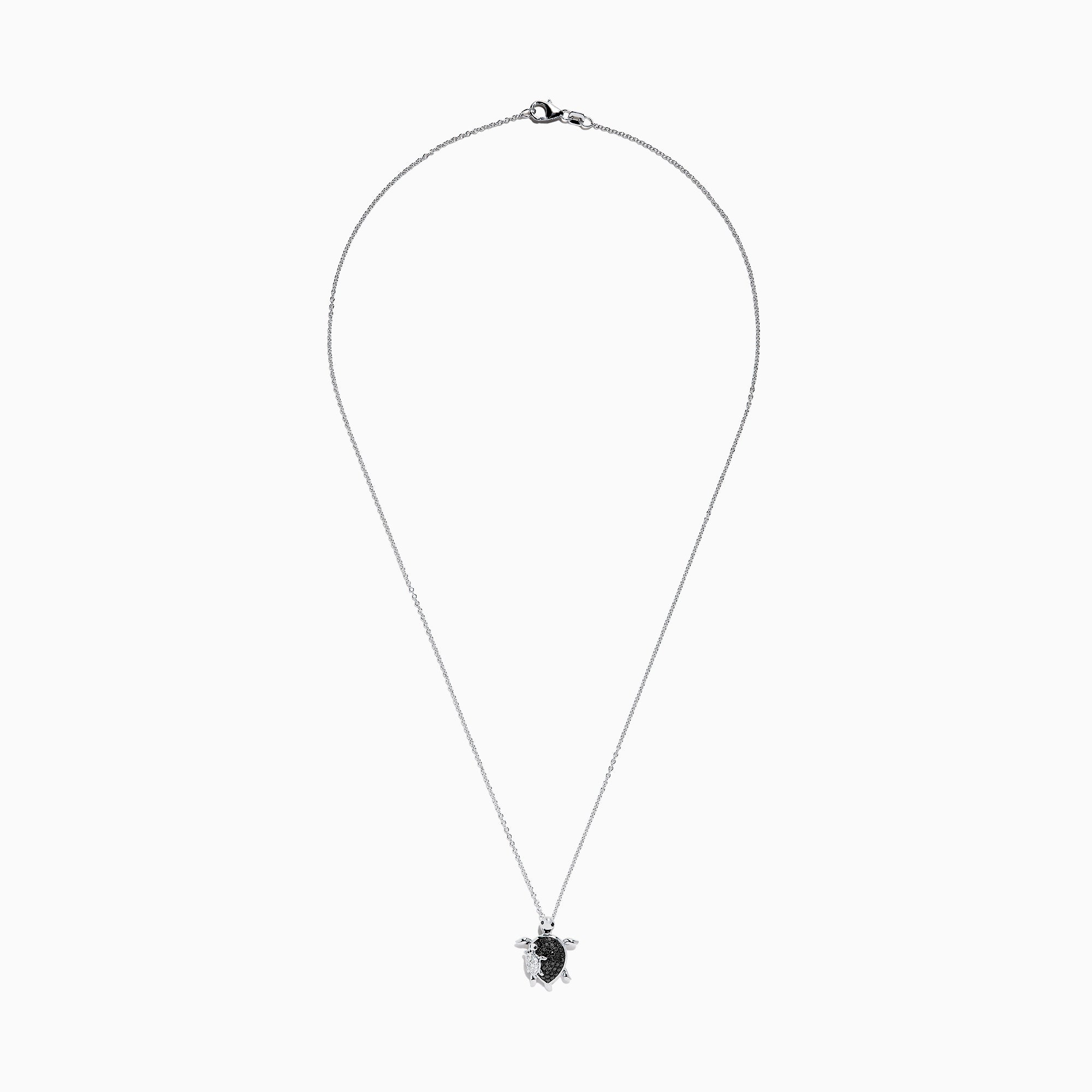 Safari Sterling Silver Black and White Diamond Turtle Pendant, 0.32 TC ...