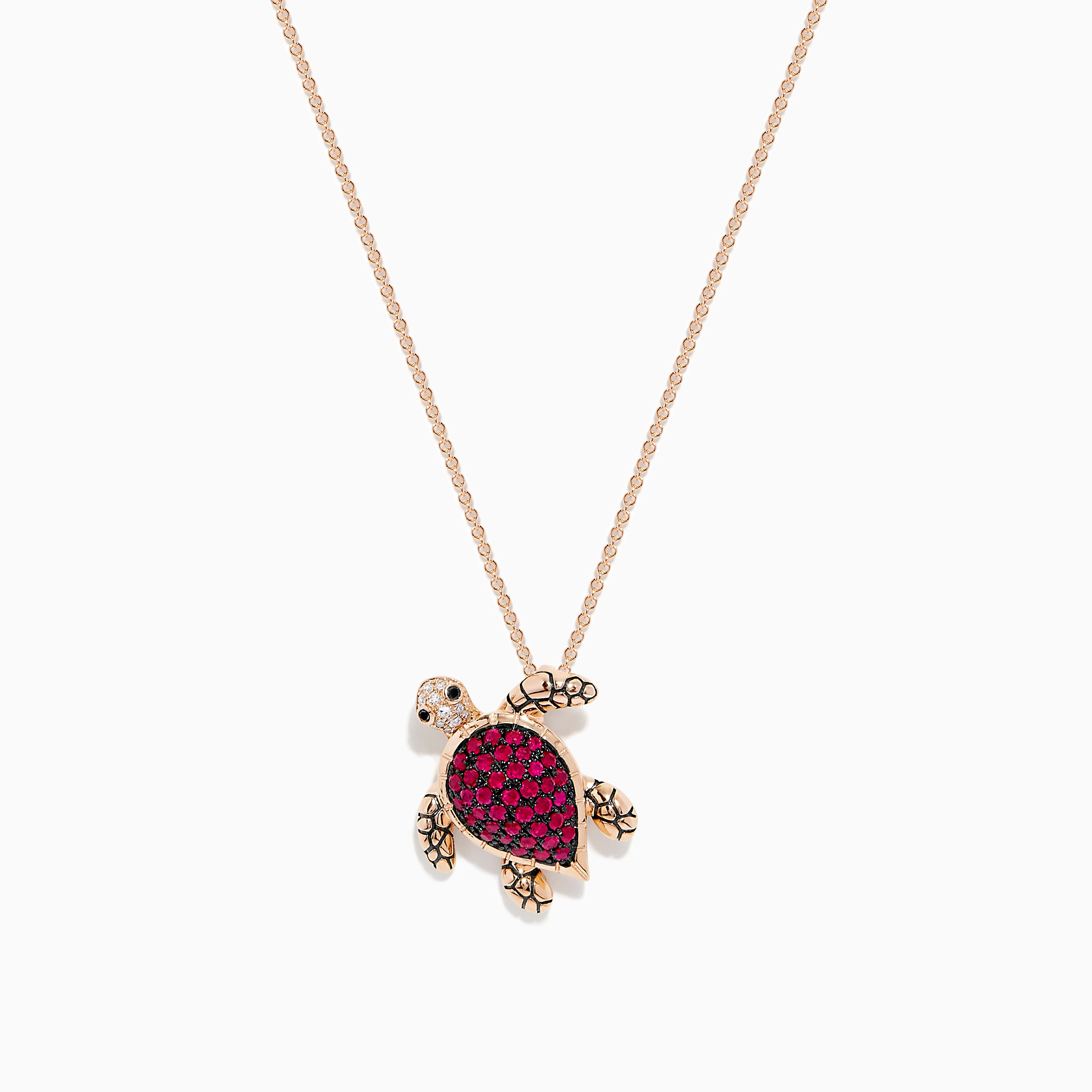 Seaside 14K Rose Gold Ruby and Diamond Turtle Pendant – effyjewelry.com