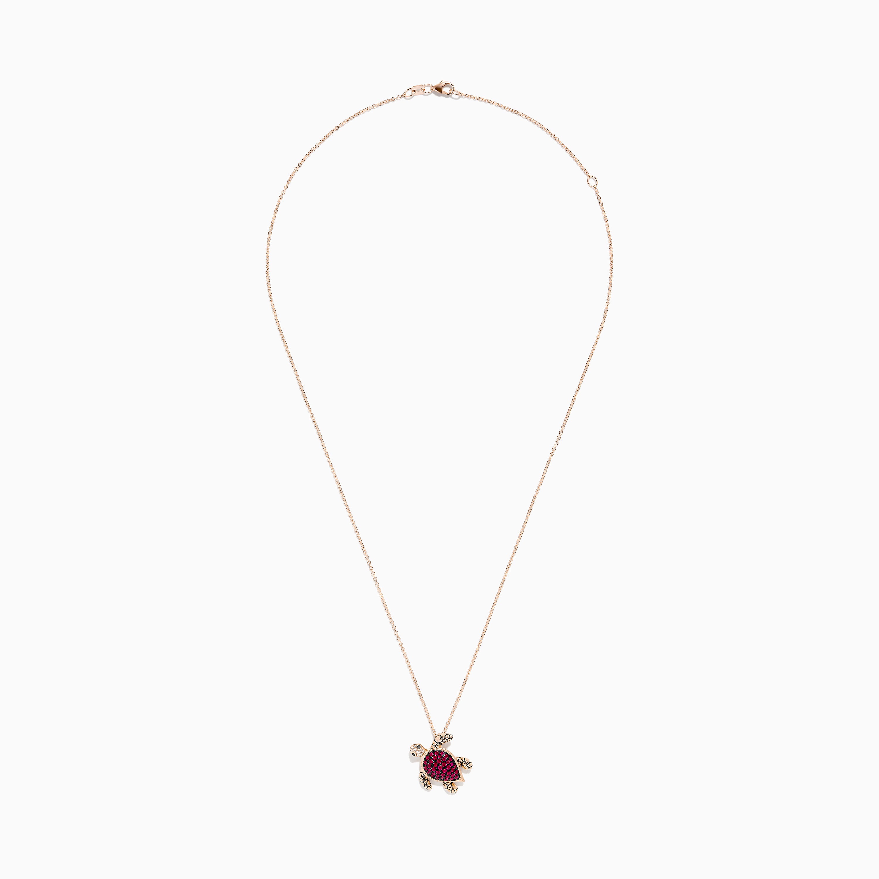 Seaside 14K Rose Gold Ruby and Diamond Turtle Pendant – effyjewelry.com
