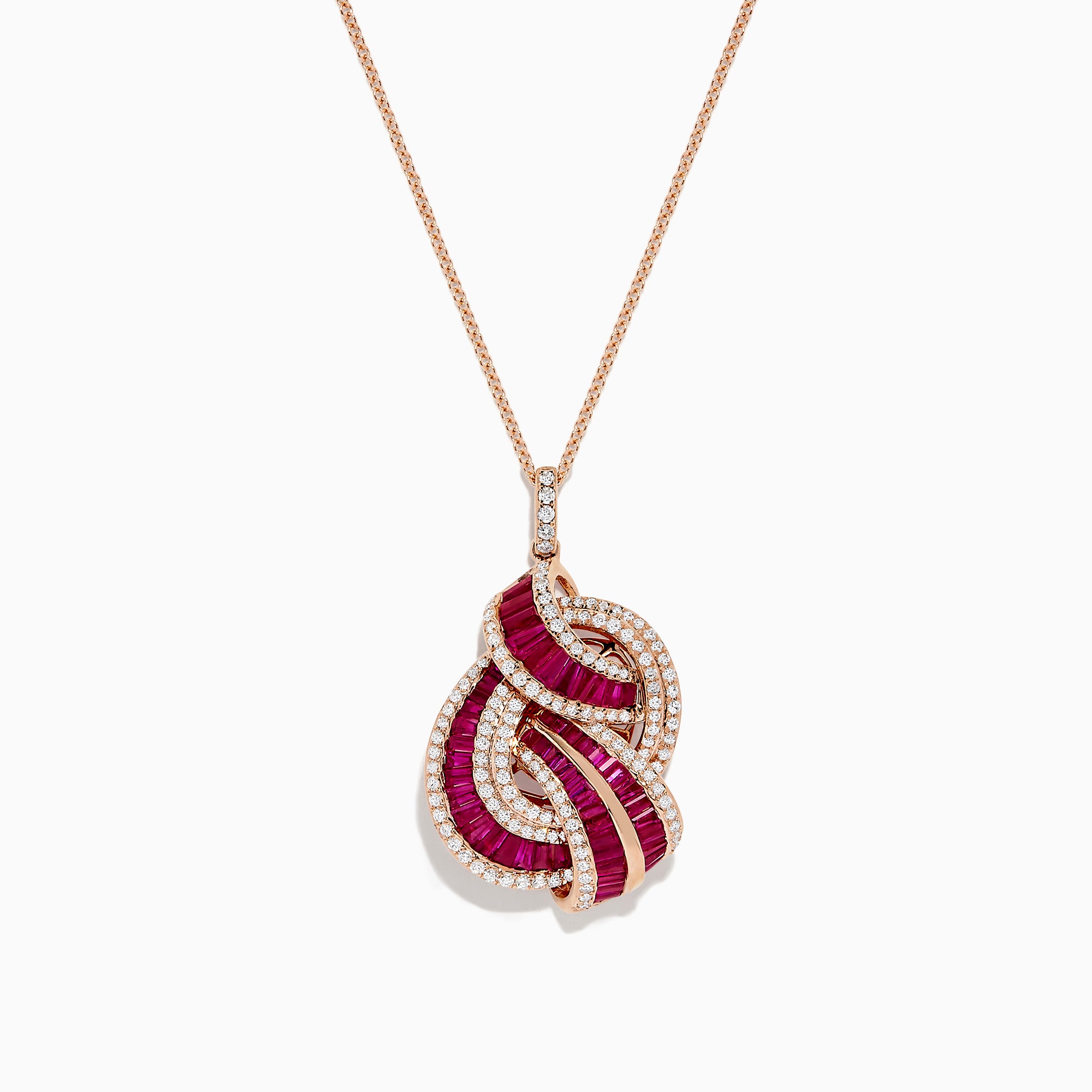 Ruby Royale 14K Rose Gold Ruby and Diamond Intertwined Pendant, 2.83 T ...