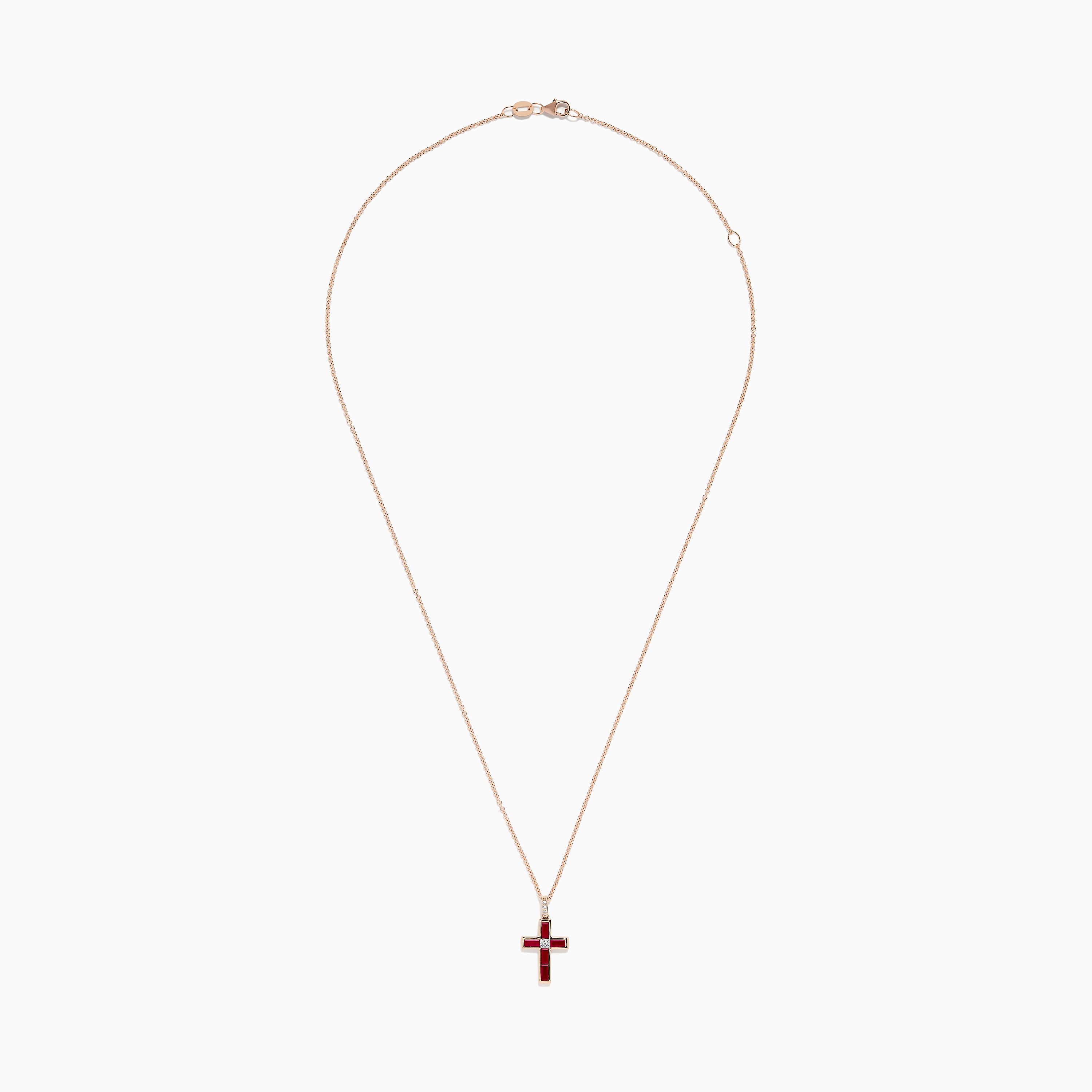 Ruby Royale 14K Rose Gold Ruby and Diamond Cross Pendant – effyjewelry.com