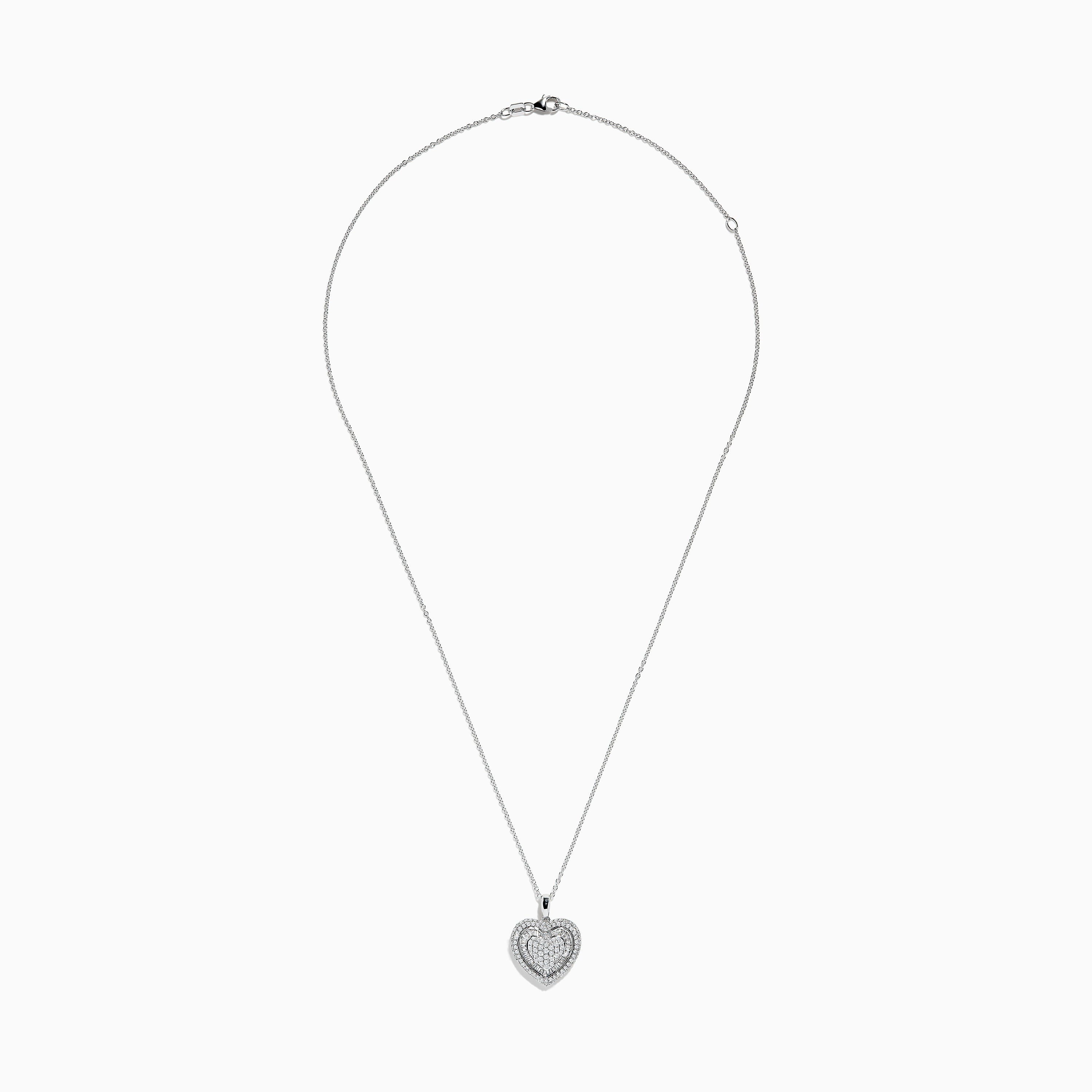 Pave Classica 14K White Gold Diamond Heart Pendant – effyjewelry.com