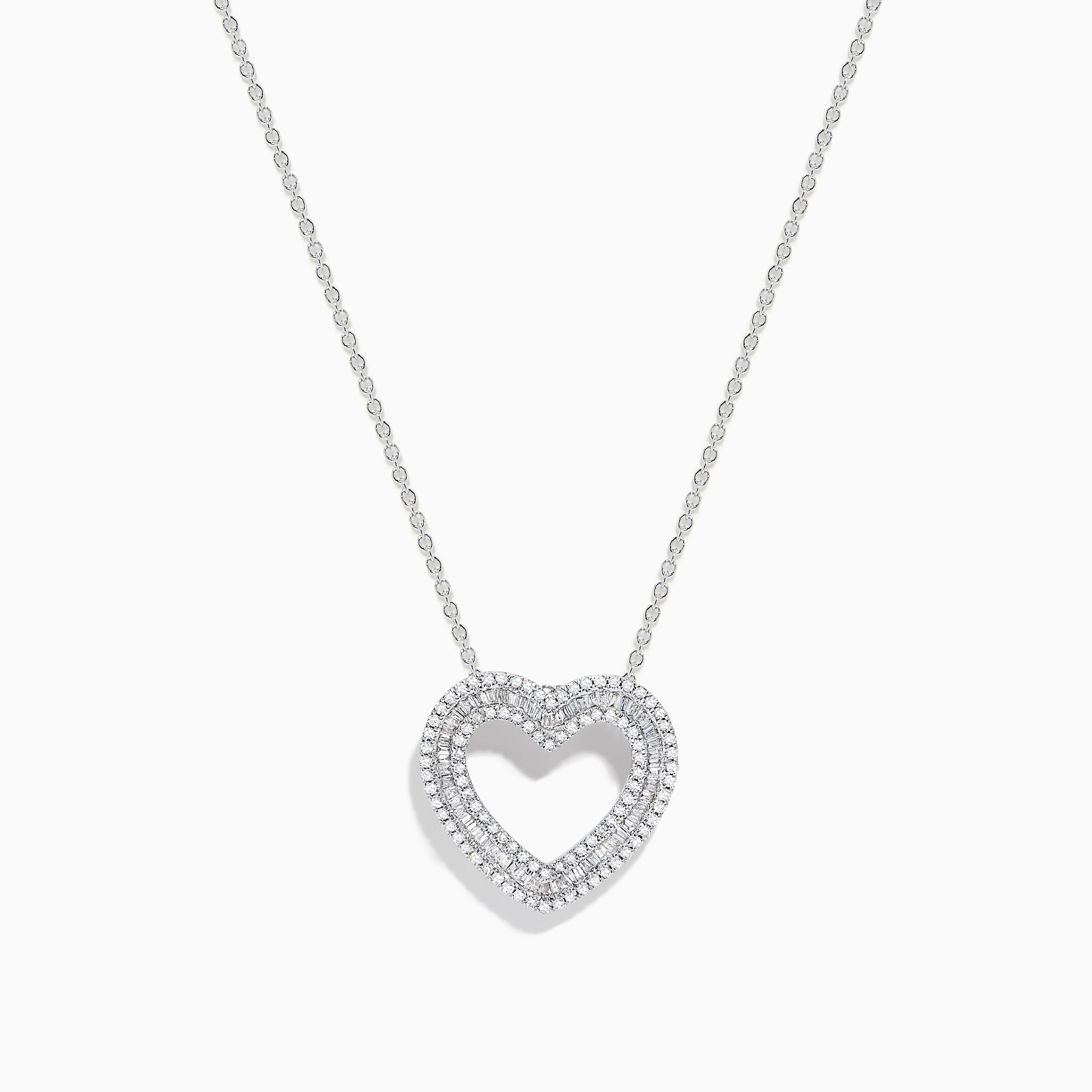 Classique 14K White Gold Diamond Heart Pendant – effyjewelry.com